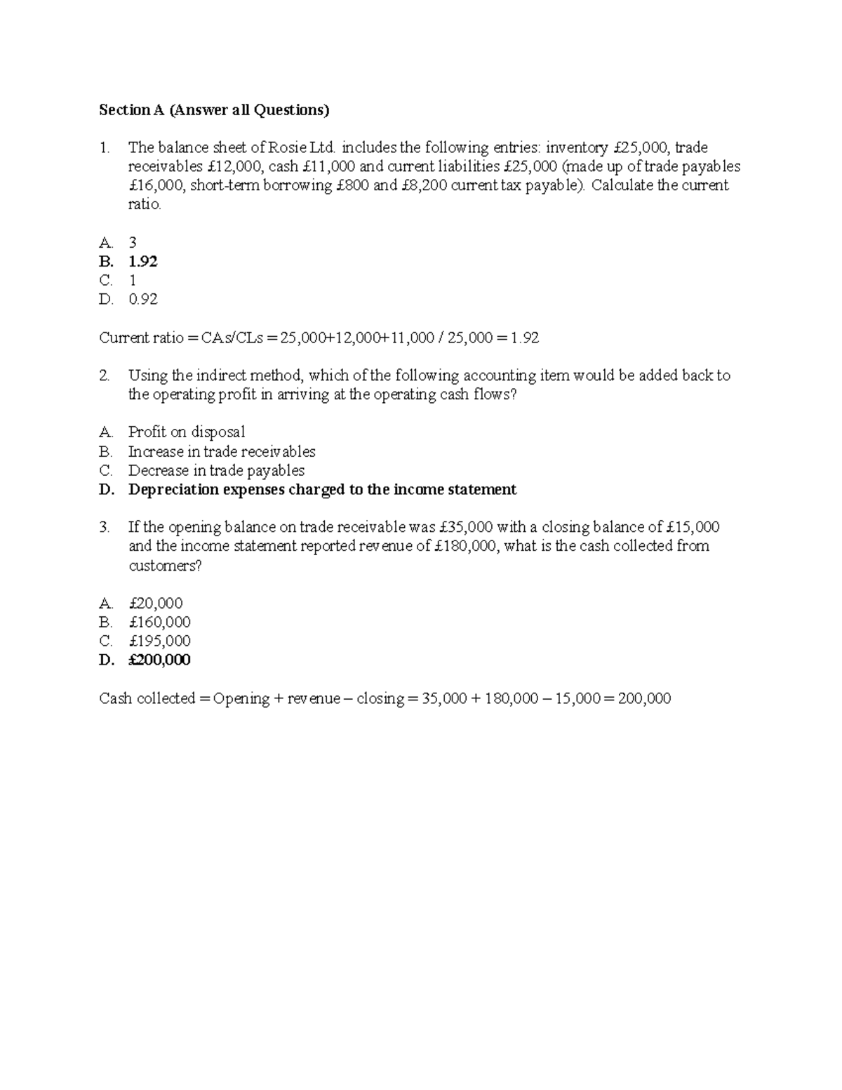 Exam 5 March 2016, questions and answers - Section A (Answer all ...