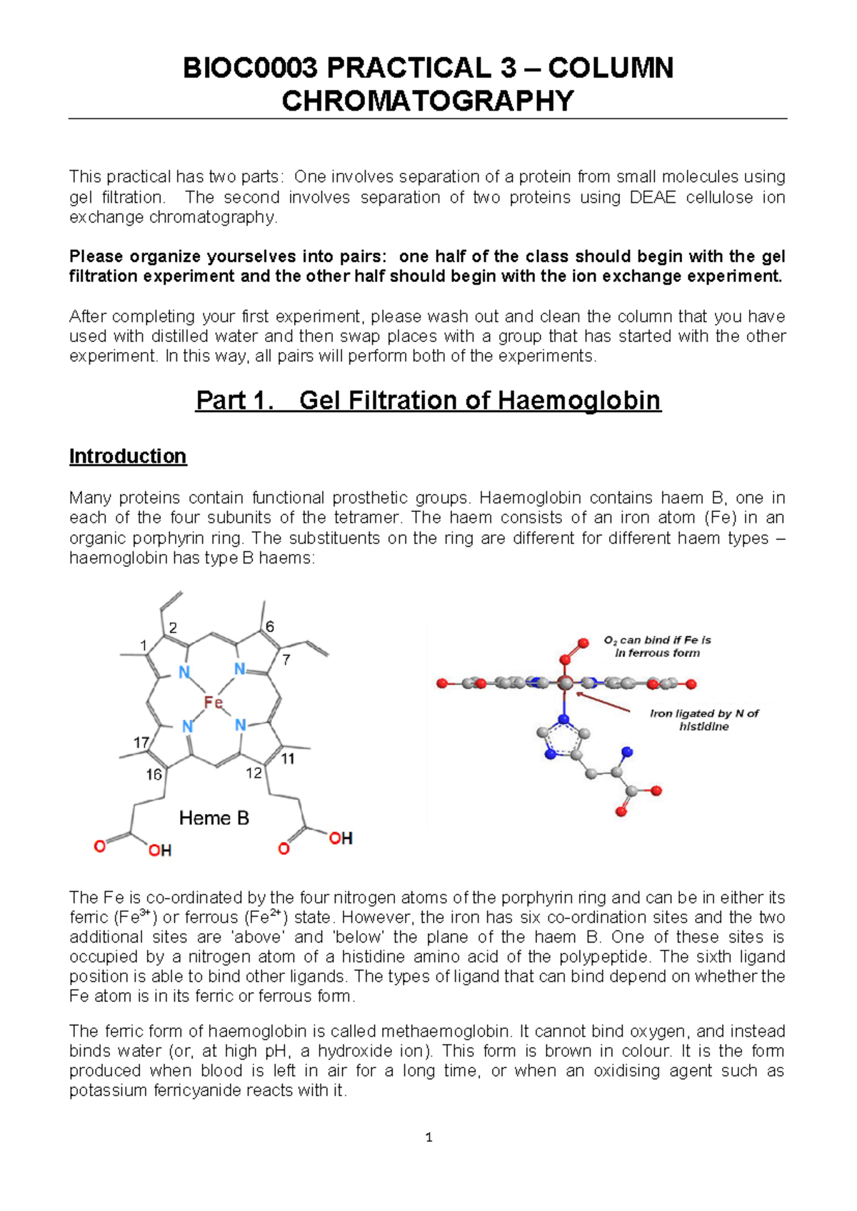 Practical 4 column chromatography - CHROMATOGRAPHY This practical has ...