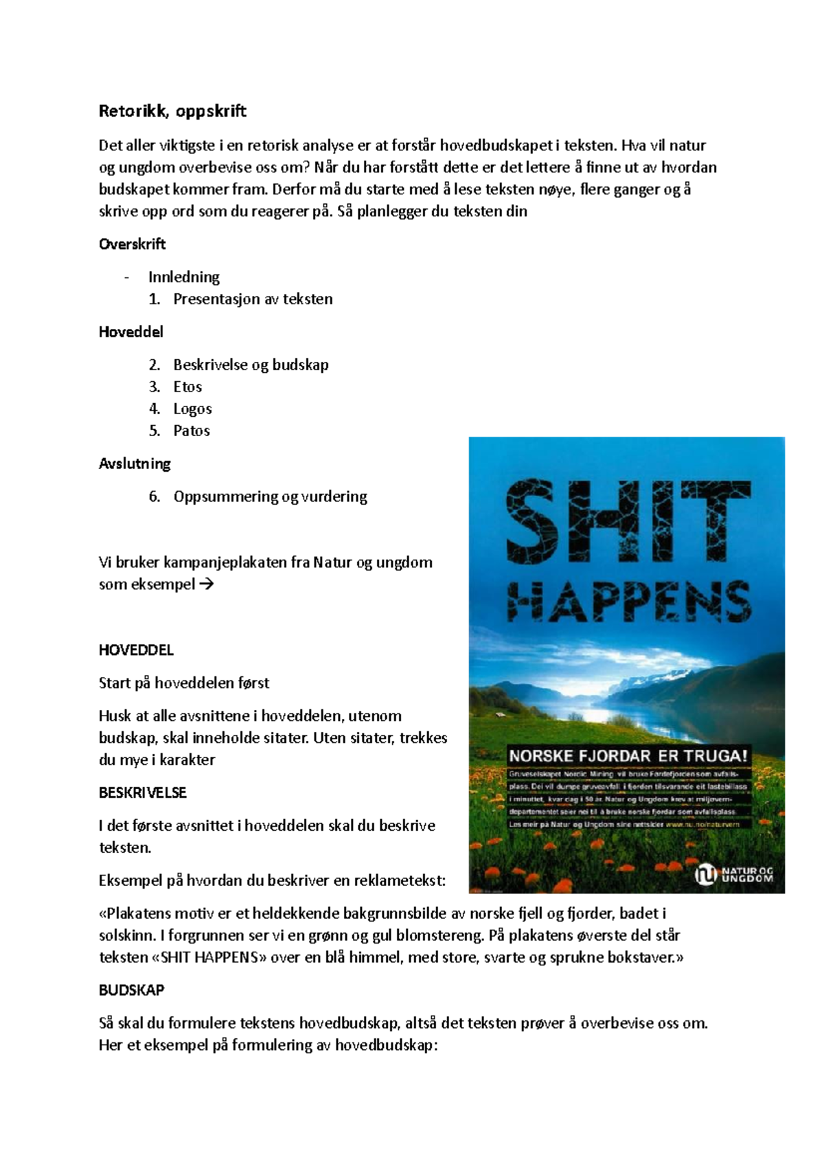 Retorikk oppskrift - Retorikk, oppskrift Det aller viktigste i en ...