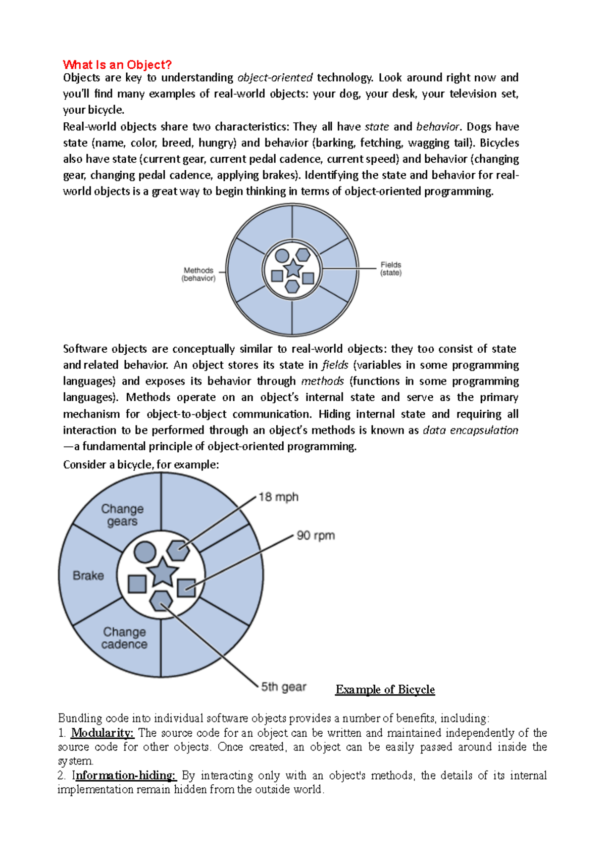 UNIT-1 Notes - What Is an Object? Objects are key to understanding ...