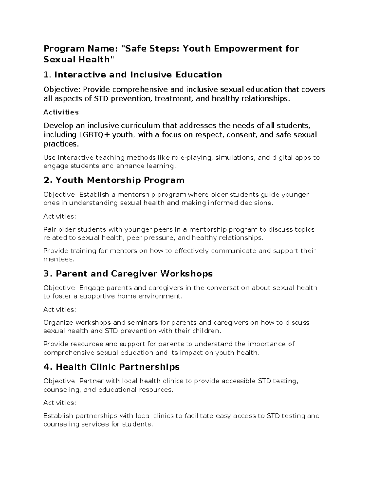 Preventing STDS - Look into file - Program Name: "Safe Steps: Youth ...