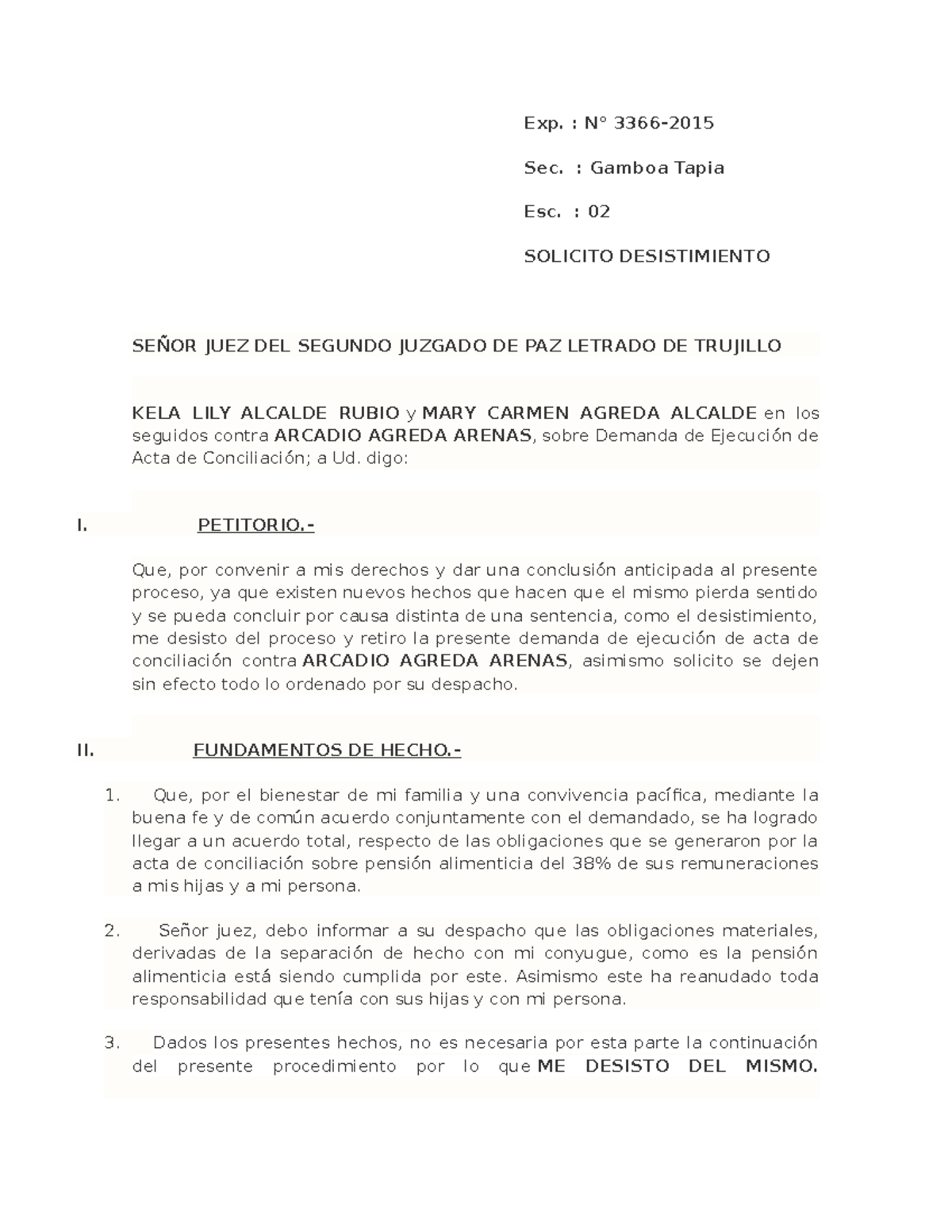 S05 - Modelo de desistimiento - Exp. : N° 3366- Sec. : Gamboa Tapia Esc ...