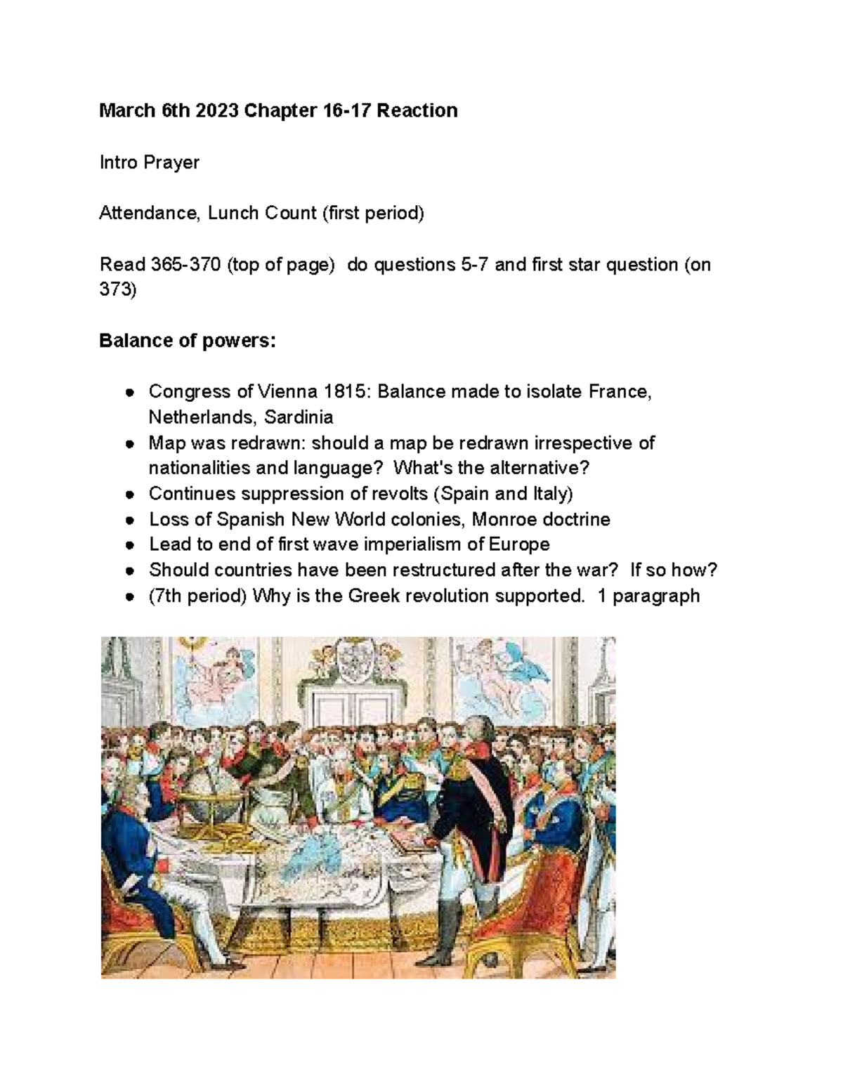 6-10 March World History - March 6th 2023 Chapter 16-17 Reaction Intro ...