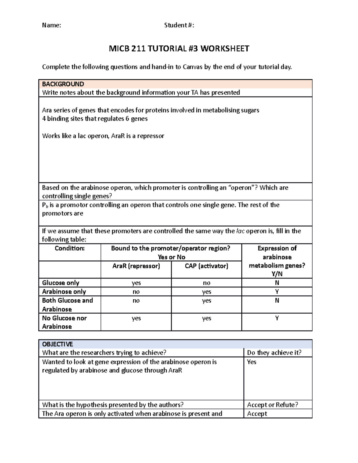 MICB211 Tutorial 3 Worksheet - Name: Student #: MICB 211 TUTORIAL #3 WORKSHEET Complete the ...