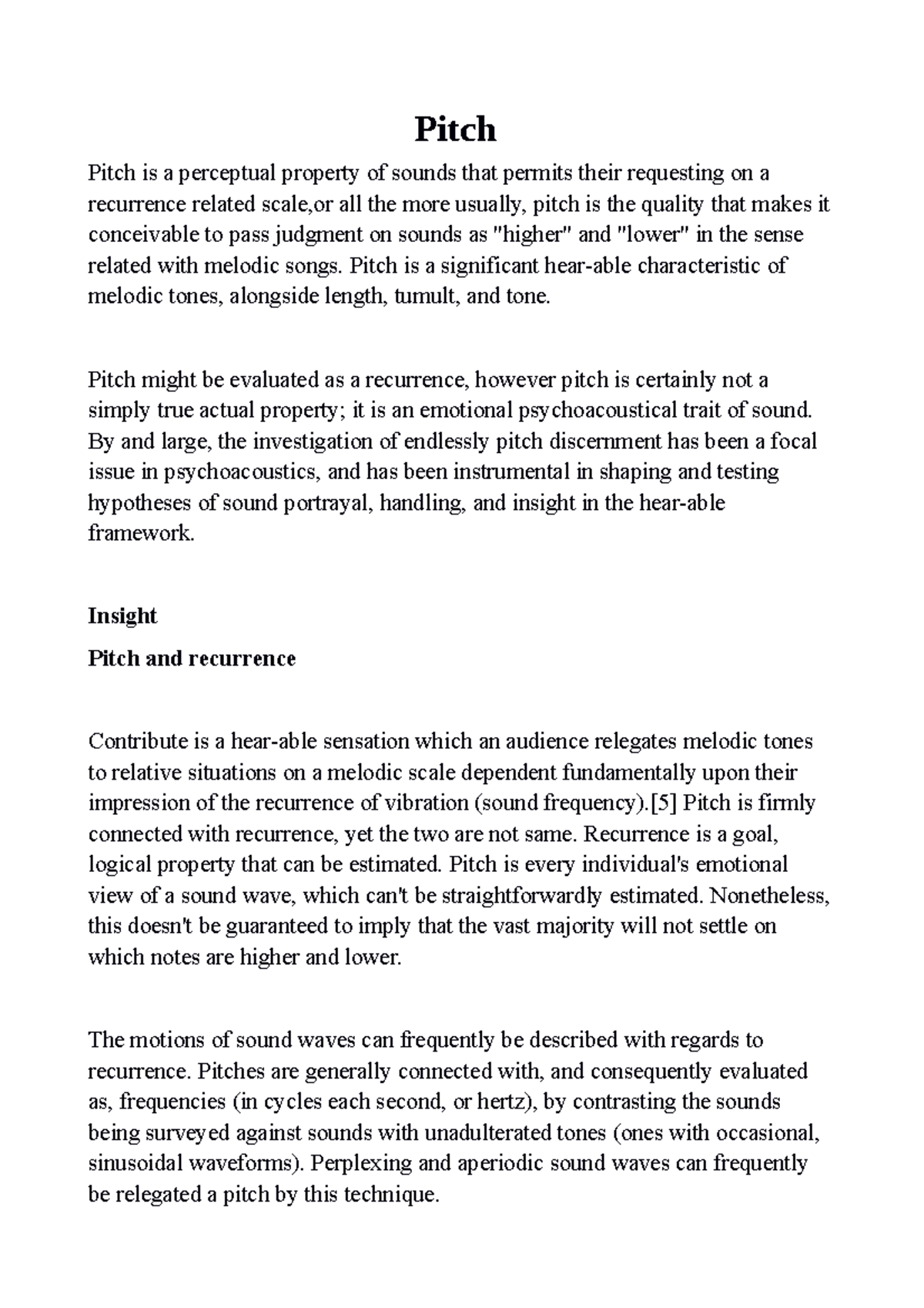Pitch - Ifah - Pitch Pitch is a perceptual property of sounds that ...