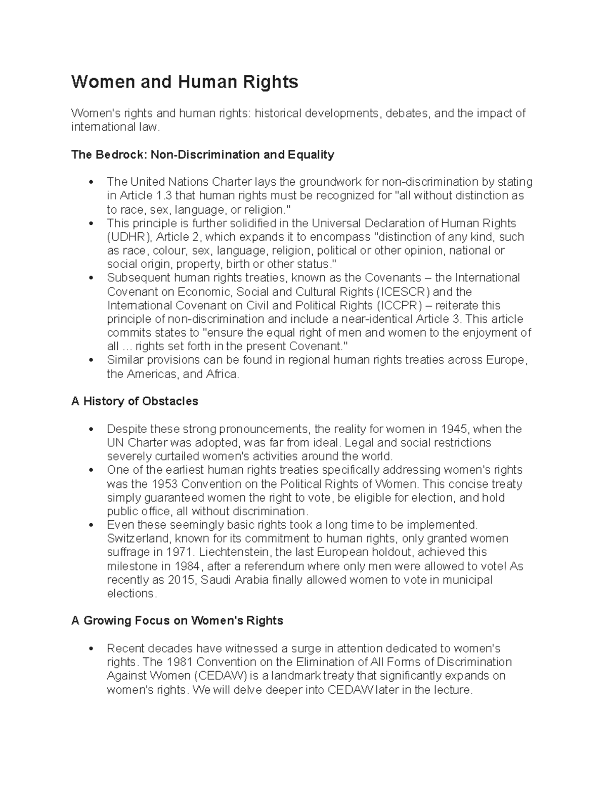 Women and Human Rights - Women and Human Rights Women's rights and ...