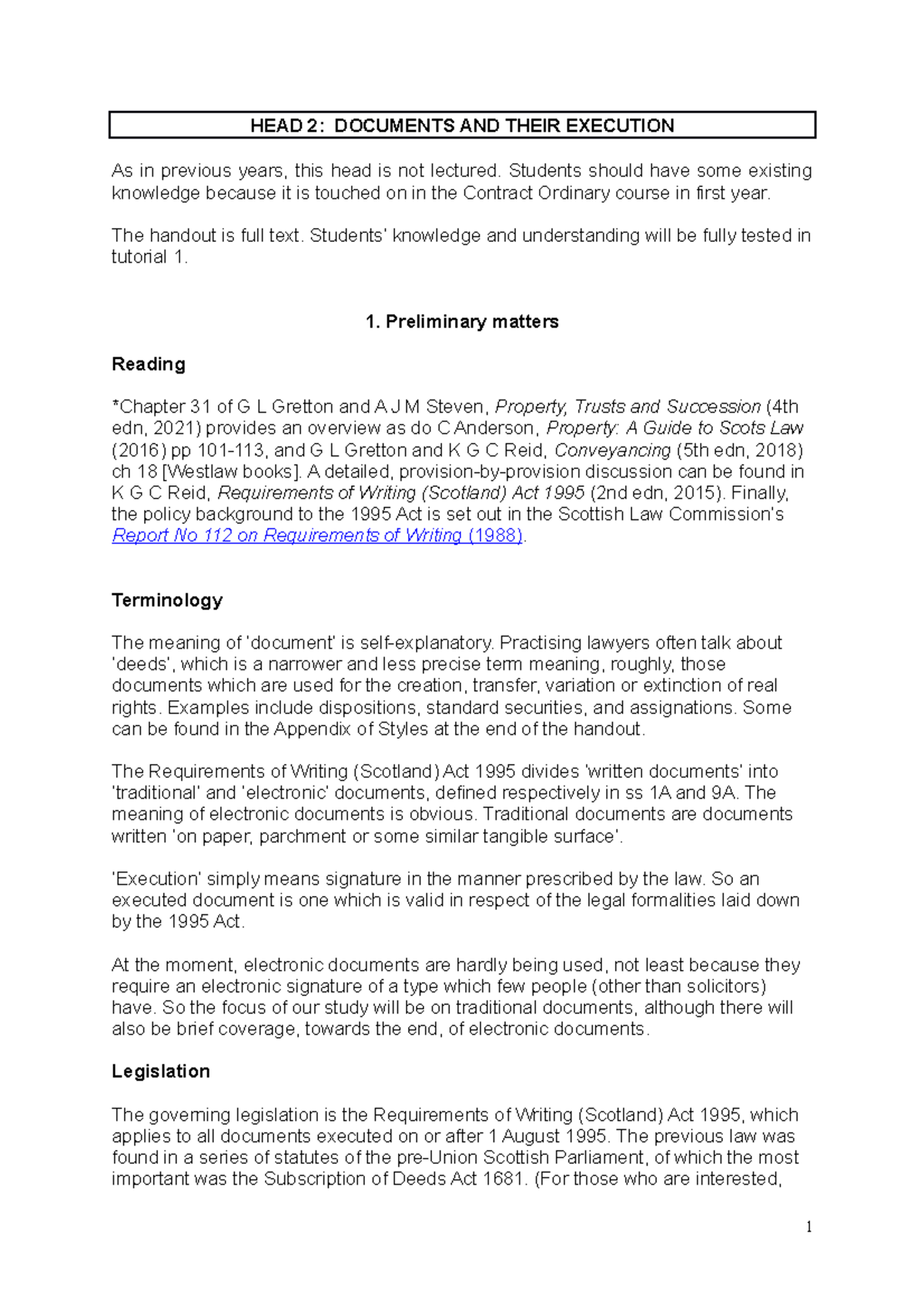 Head 2 - Documents and their Execution - HEAD 2: DOCUMENTS AND THEIR ...