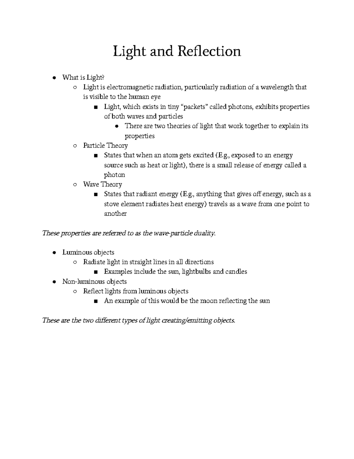 Light and Reflection Basics - Studocu