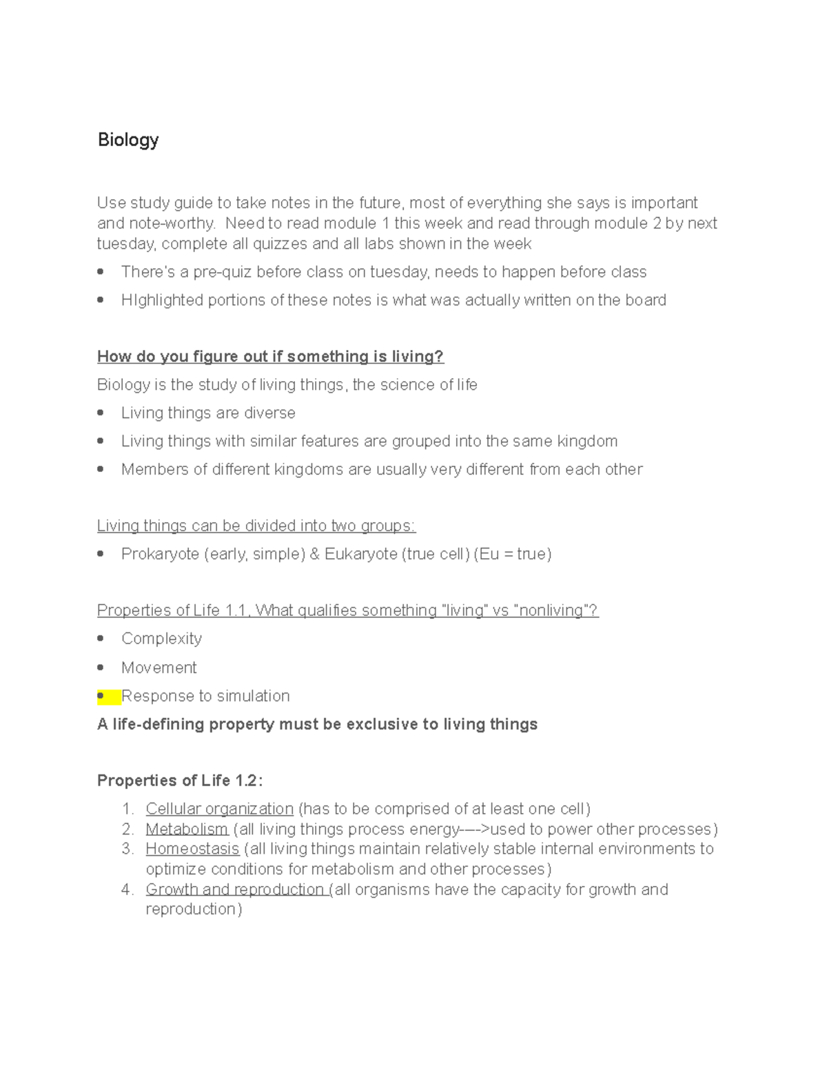 Biology 8 - Lecture Notes - Biology Use study guide to take notes in ...
