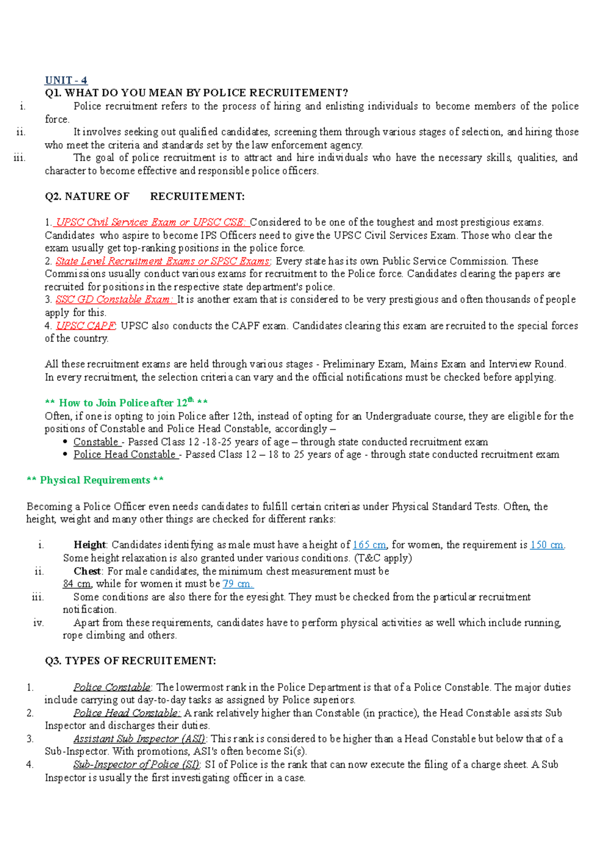 UNIT-4 Police Administration - UNIT - 4 Q1. WHAT DO YOU MEAN BY POLICE ...