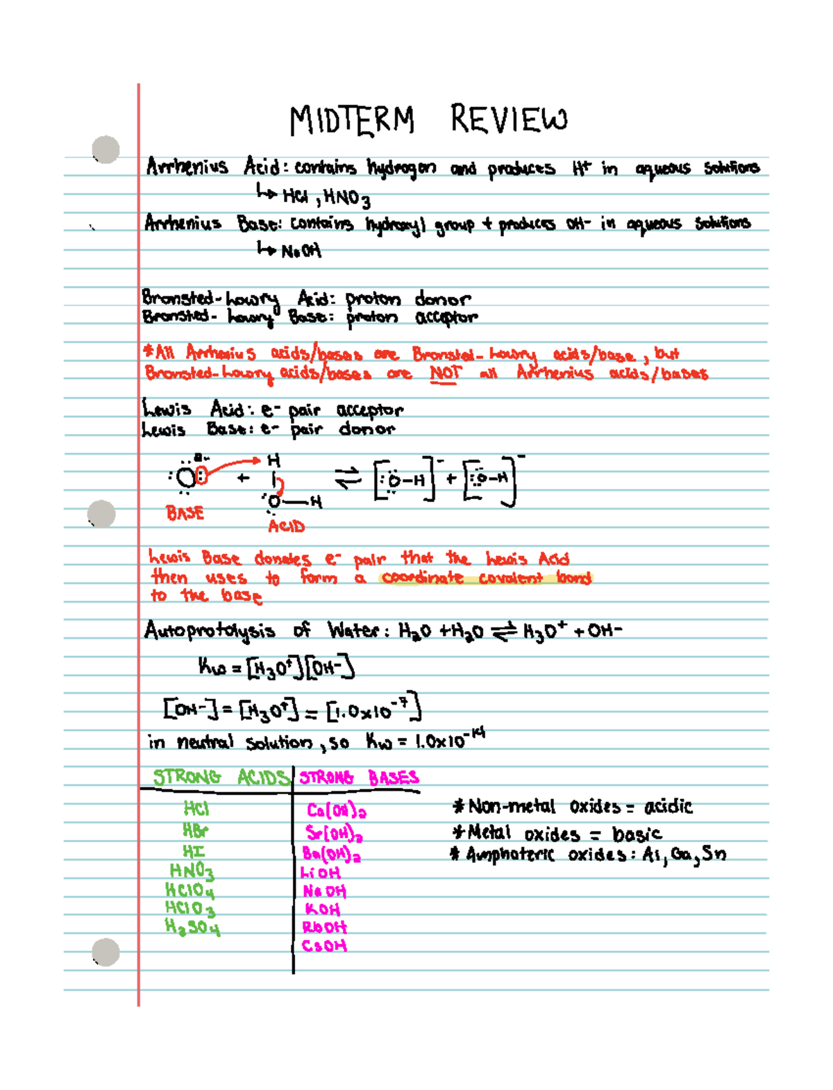 Midterm #1 Chem 6C Review - ####### MIDTERM REVIEW Arrhenius Acid ...