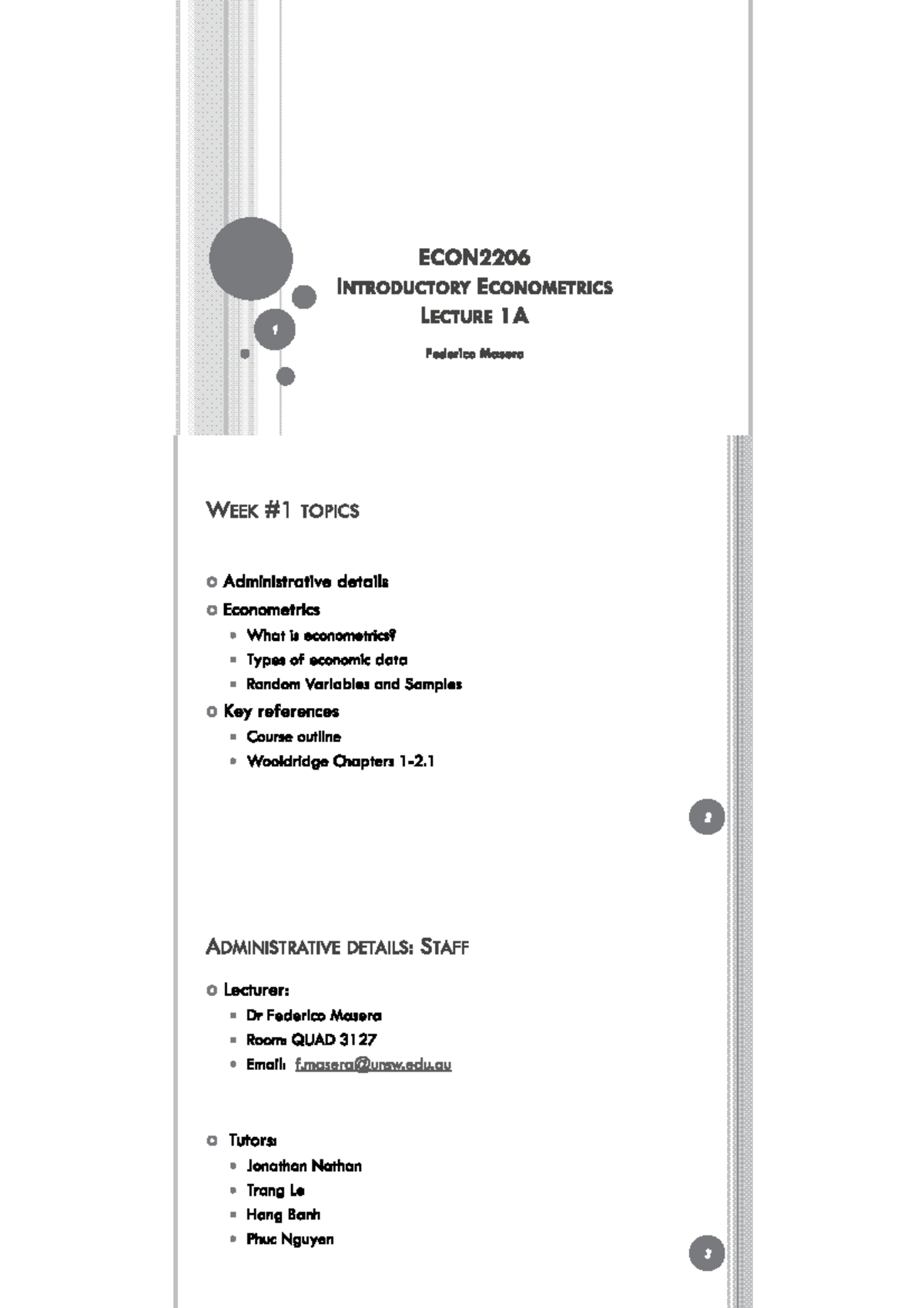 IE Slides 1A 3 pages - ECON2206 - Studocu