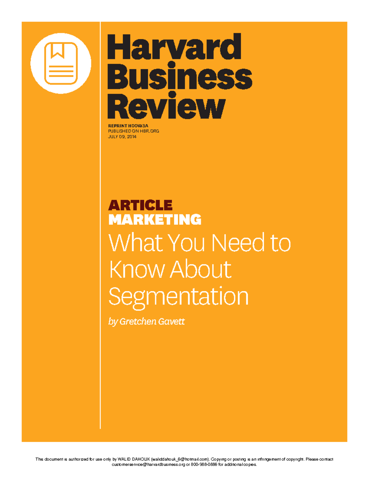 What You Need to Know About Segmentation - ####### REPRINT H 00 W 3 A ...