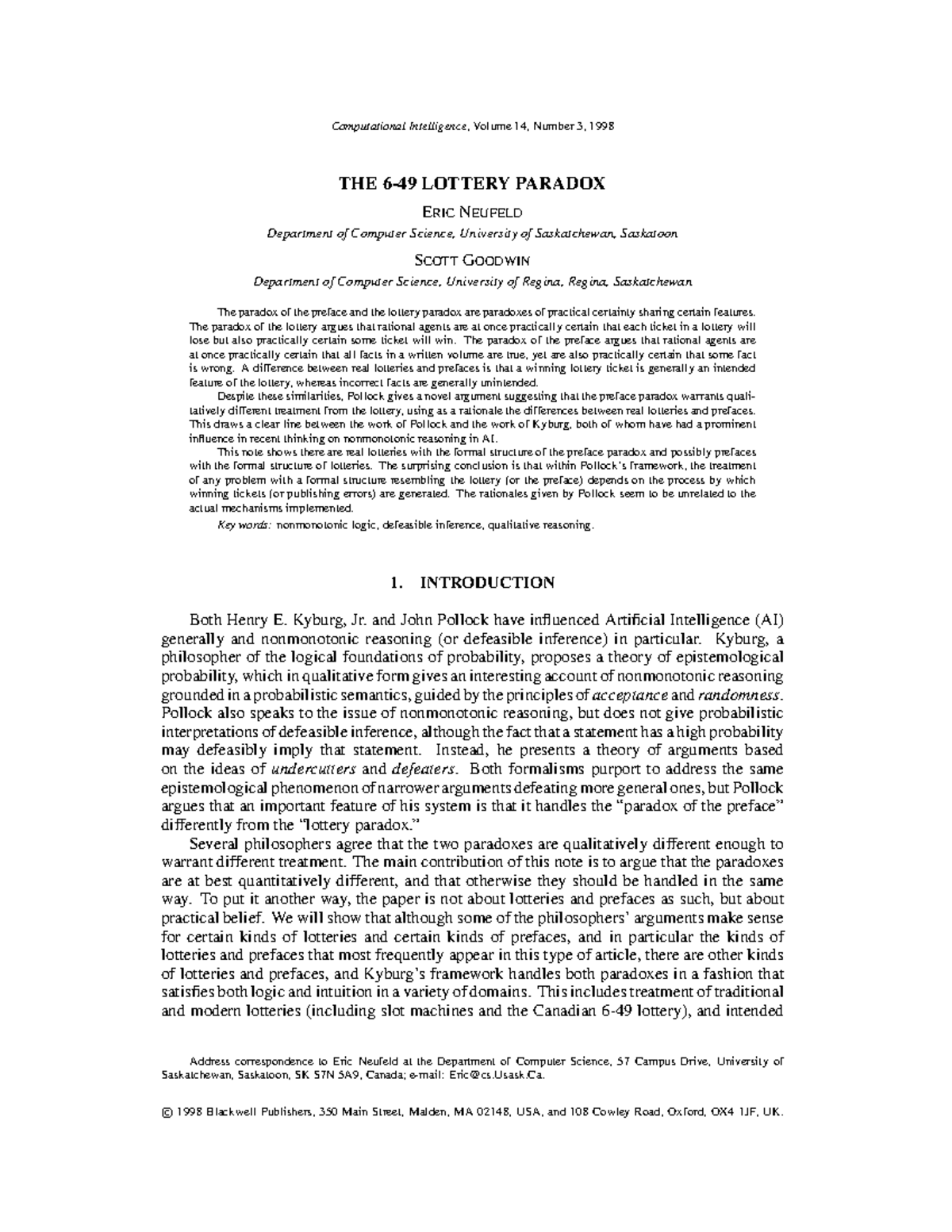 The 6 49 Lottery Paradox - STA 6247 - FIU - Studocu