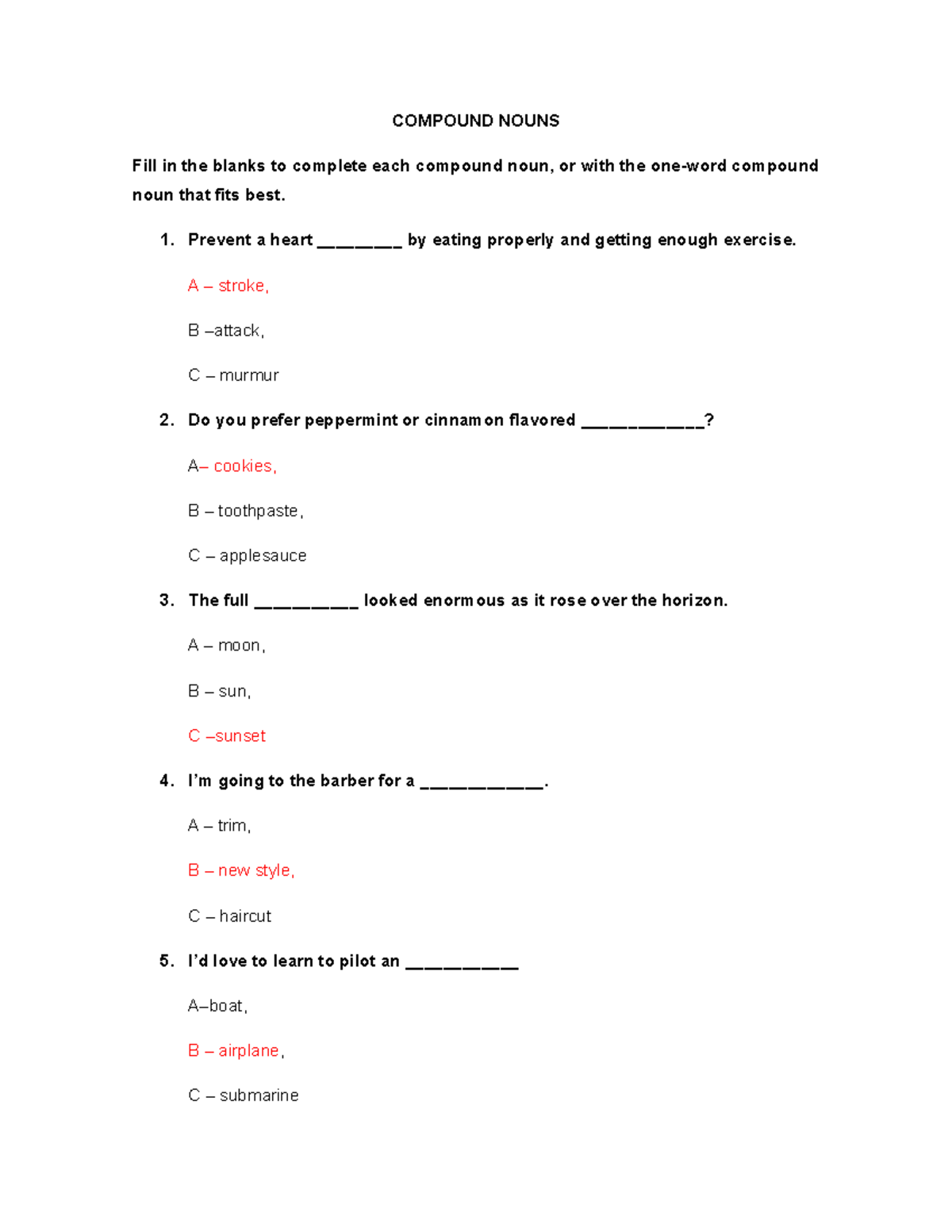 Copia de actividad ingles 3 lunes 21 feb compound nouns - COMPOUND ...