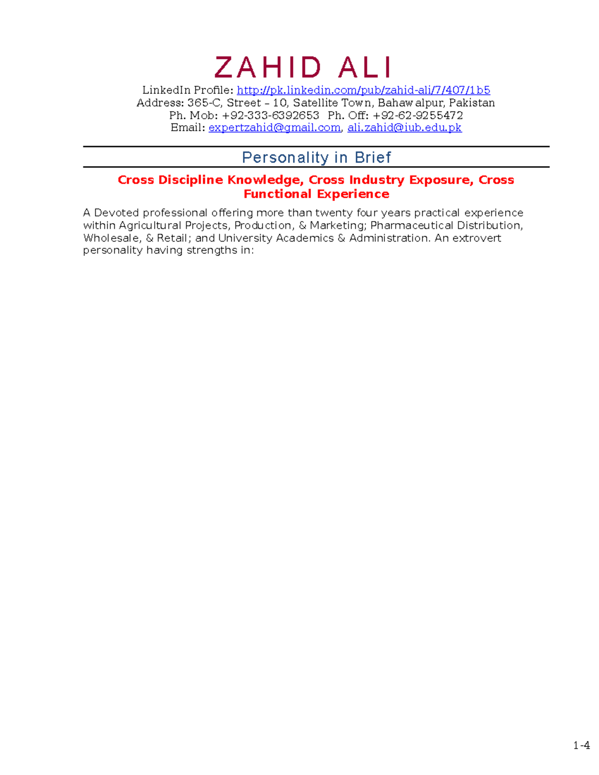 Zahid Ag Resume - Z A H I D A L I LinkedIn Profile: pk.linkedin/pub ...