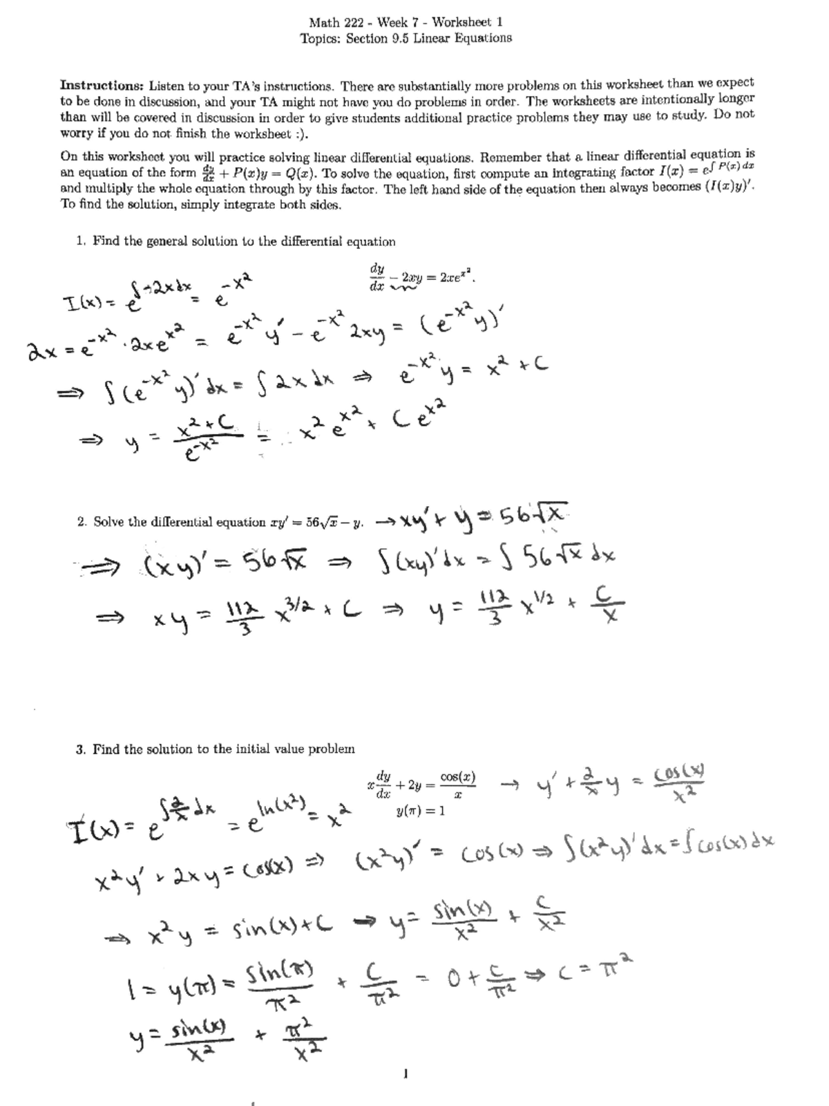 222-Wk7.1-Sec9.5 Solutions - MATH 222 - Studocu