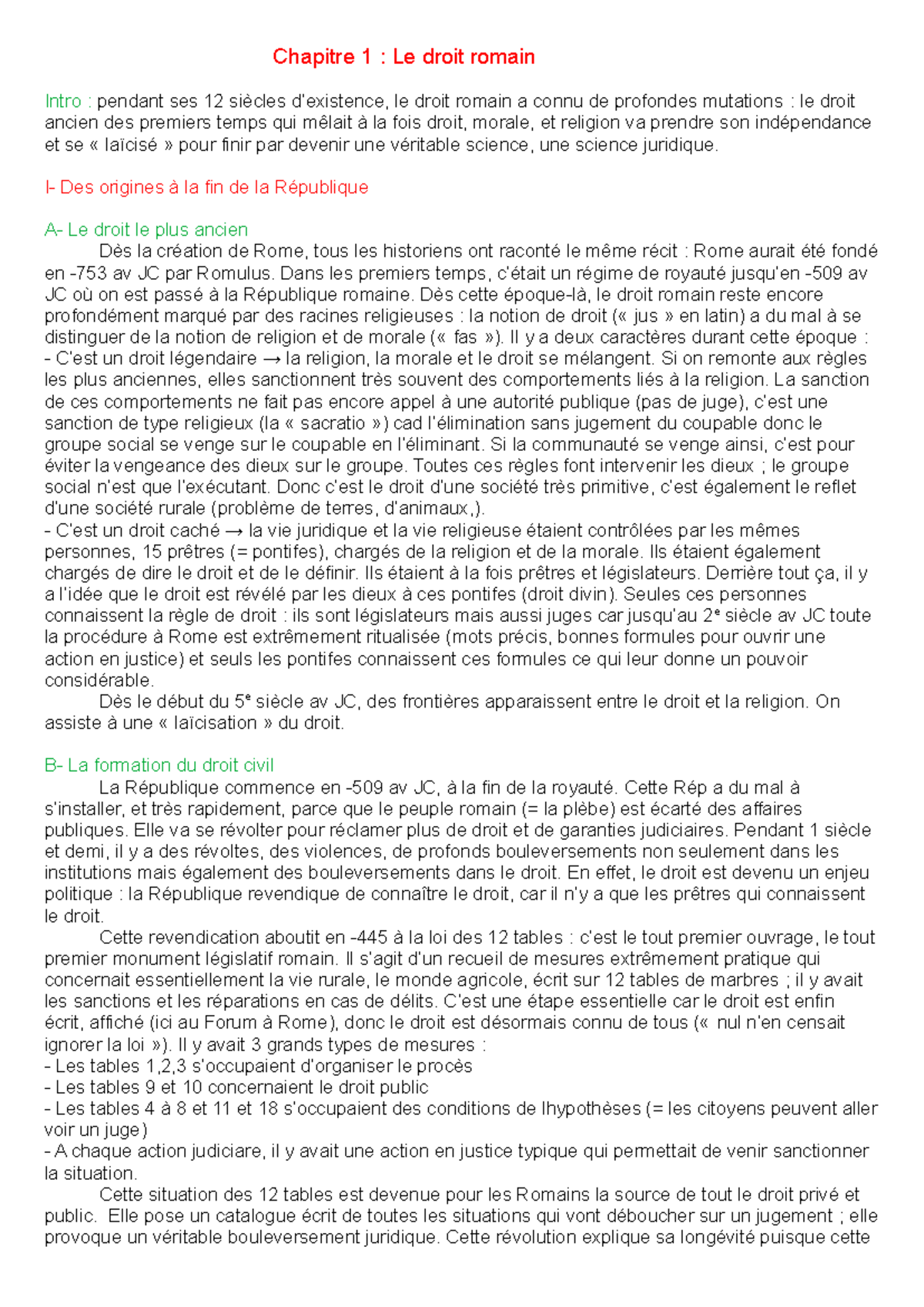 Chap 1 - Chapitre 1 de l'introduction à l'histoire du droit par Mr SLONINA - Chapitre 1 : Le ...