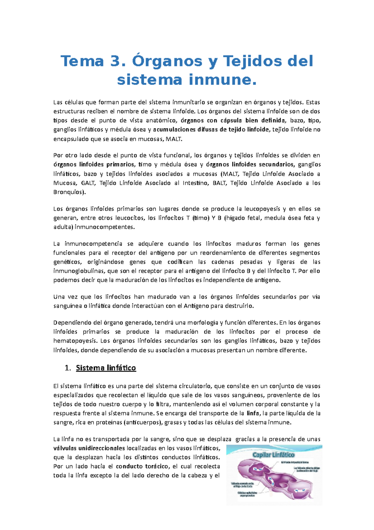 Tema 3 - Órganos linfoides y tejidos del SI - Tema 3. Órganos y Tejidos del sistema inmune. Las ...