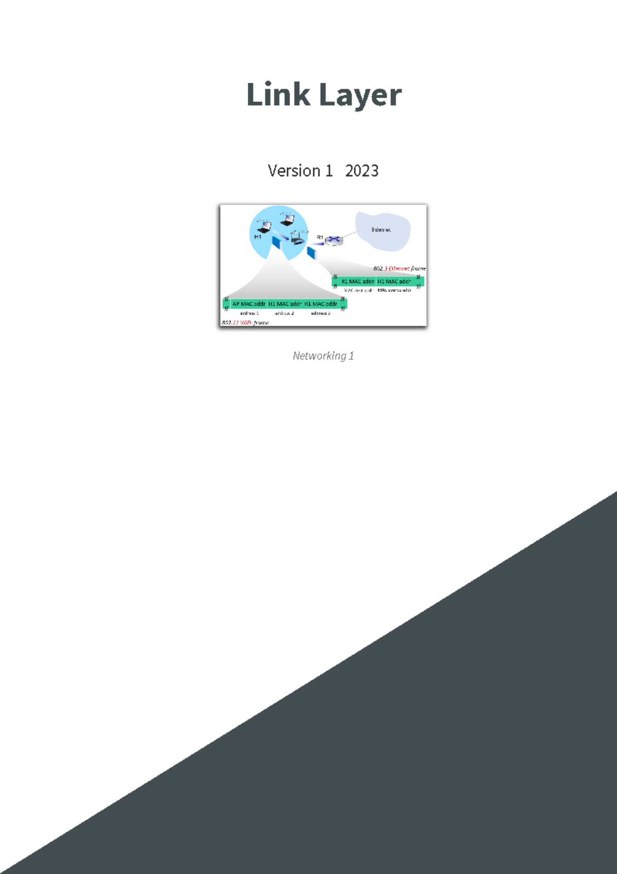 CH3 Link Layer paper - Link Layer Version 1 2023 Networking 1 Table of ...