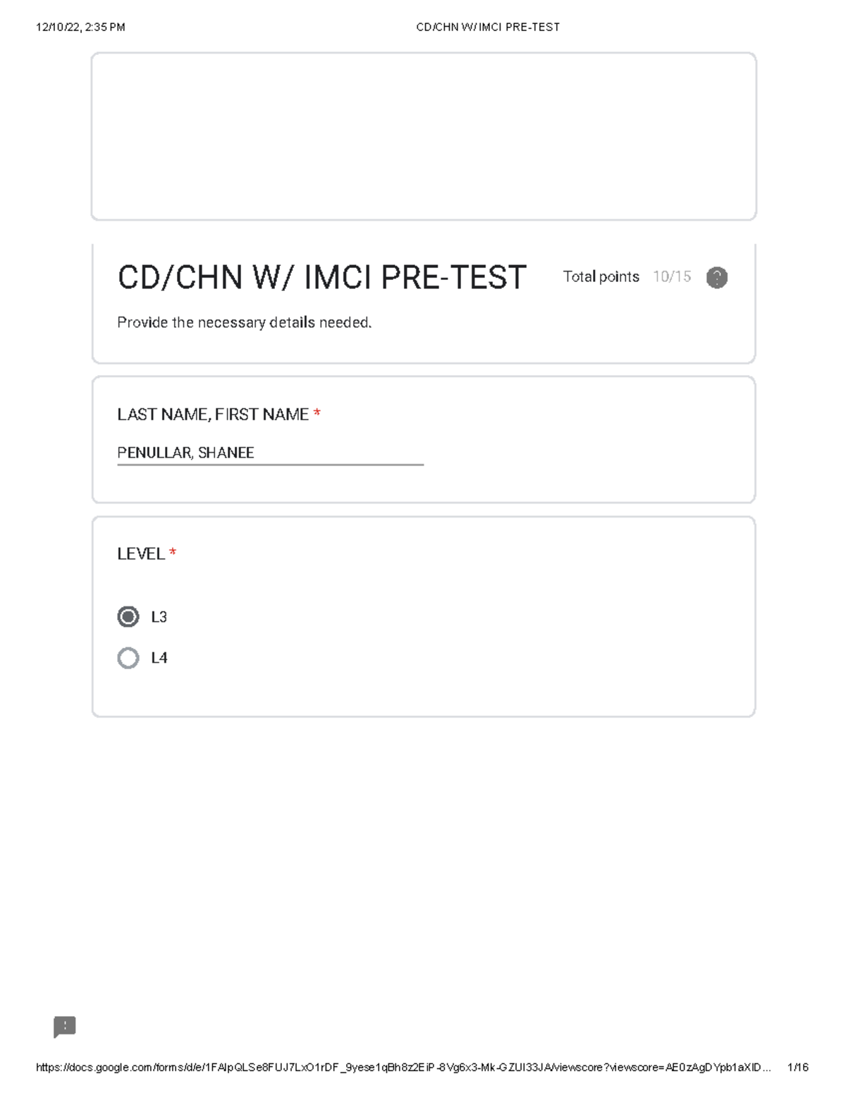 CHN-PRE-TEST - Academic - - Studocu