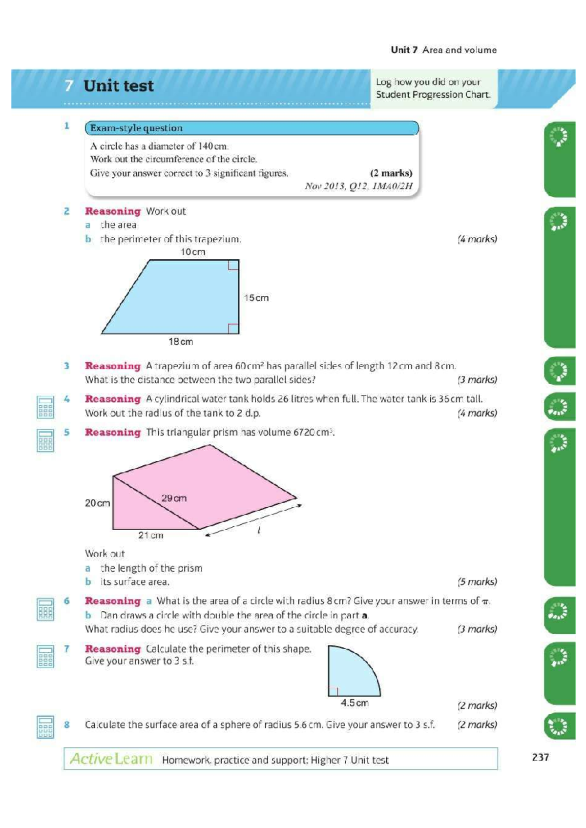 Unit 2 Area and Volume Unit Test - Studocu