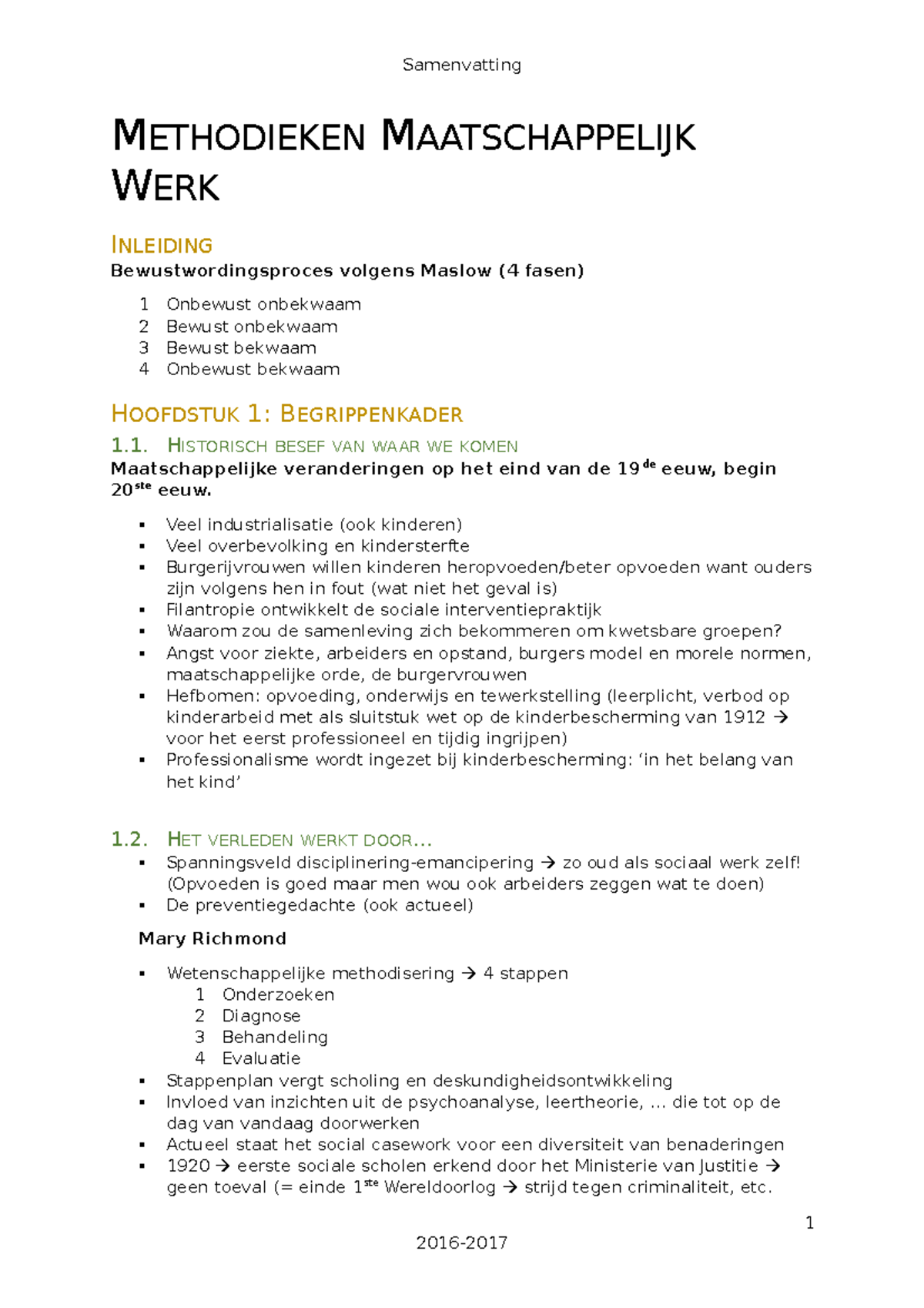 Methodieken Maatschappelijk Werk - Samenvatting METHODIEKEN ...
