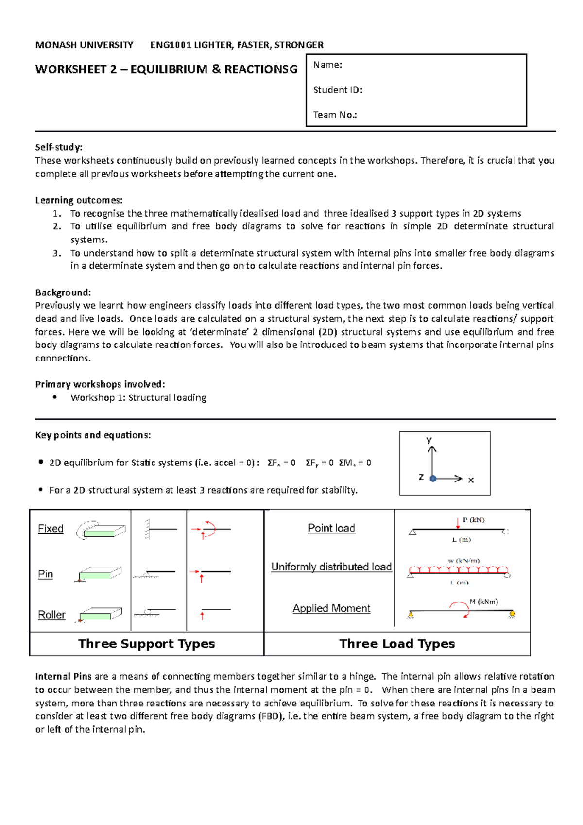 Worksheet 2 - Equilibrium Reactions July2021 - MONASH UNIVERSITY ...