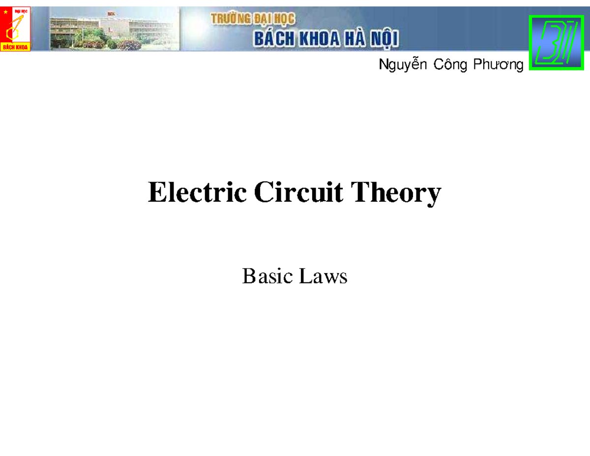 03 Basic laws 2021mk - .... - Electric Circuit Theory Basic Laws Nguy ễ n Công Ph ươ ng Basic ...