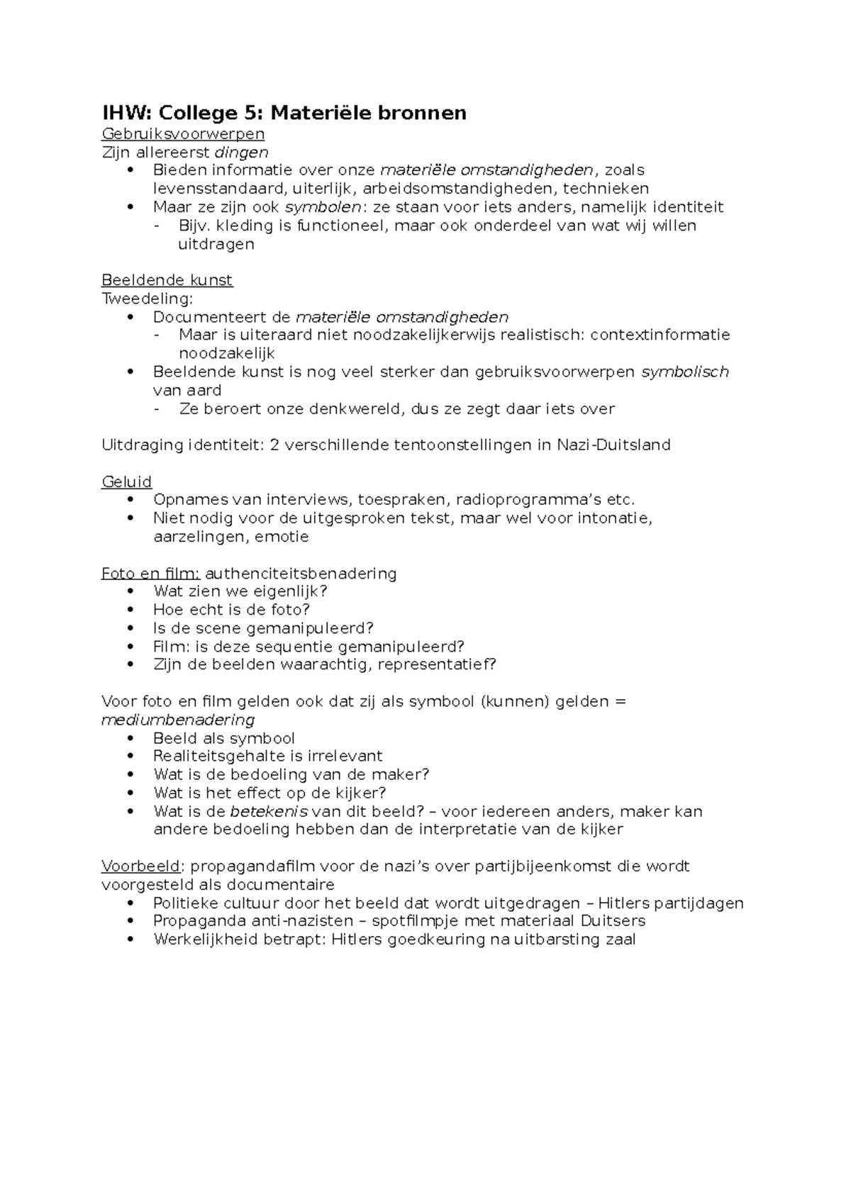 IHW College 5 02-10-2020 - IHW: College 5: Materiële bronnen ...