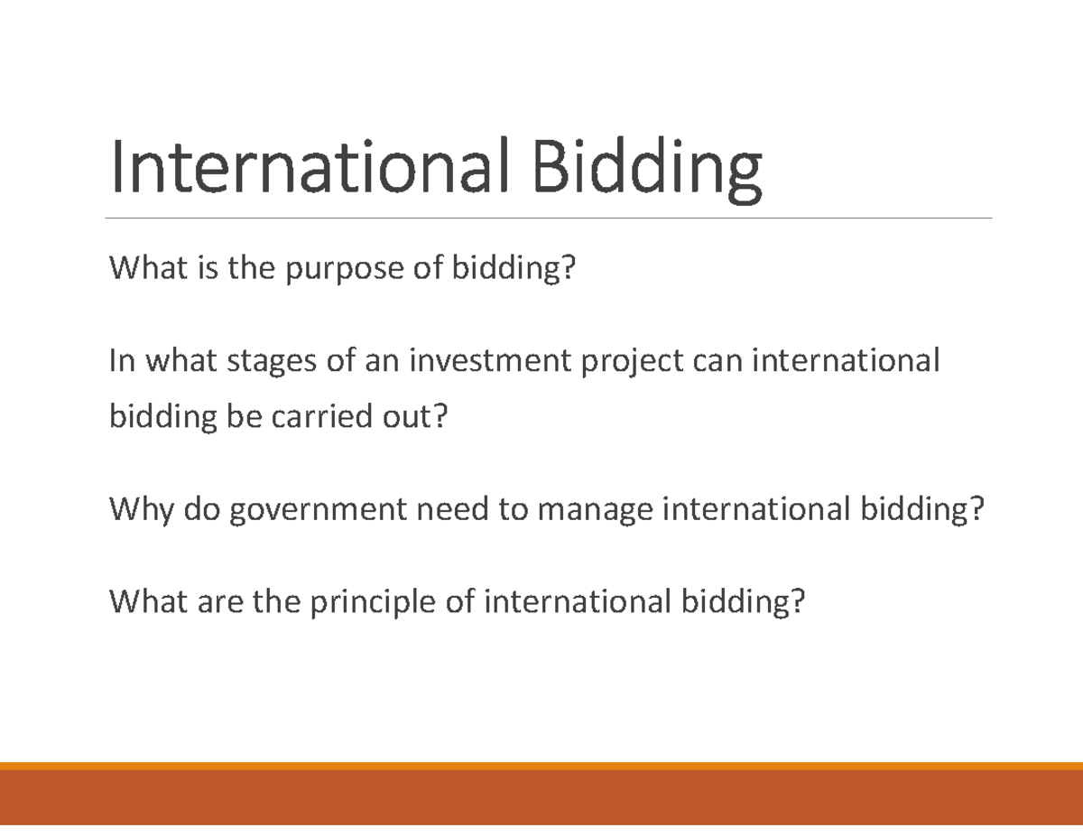 1. What is International Bidding - International Bidding What is the ...