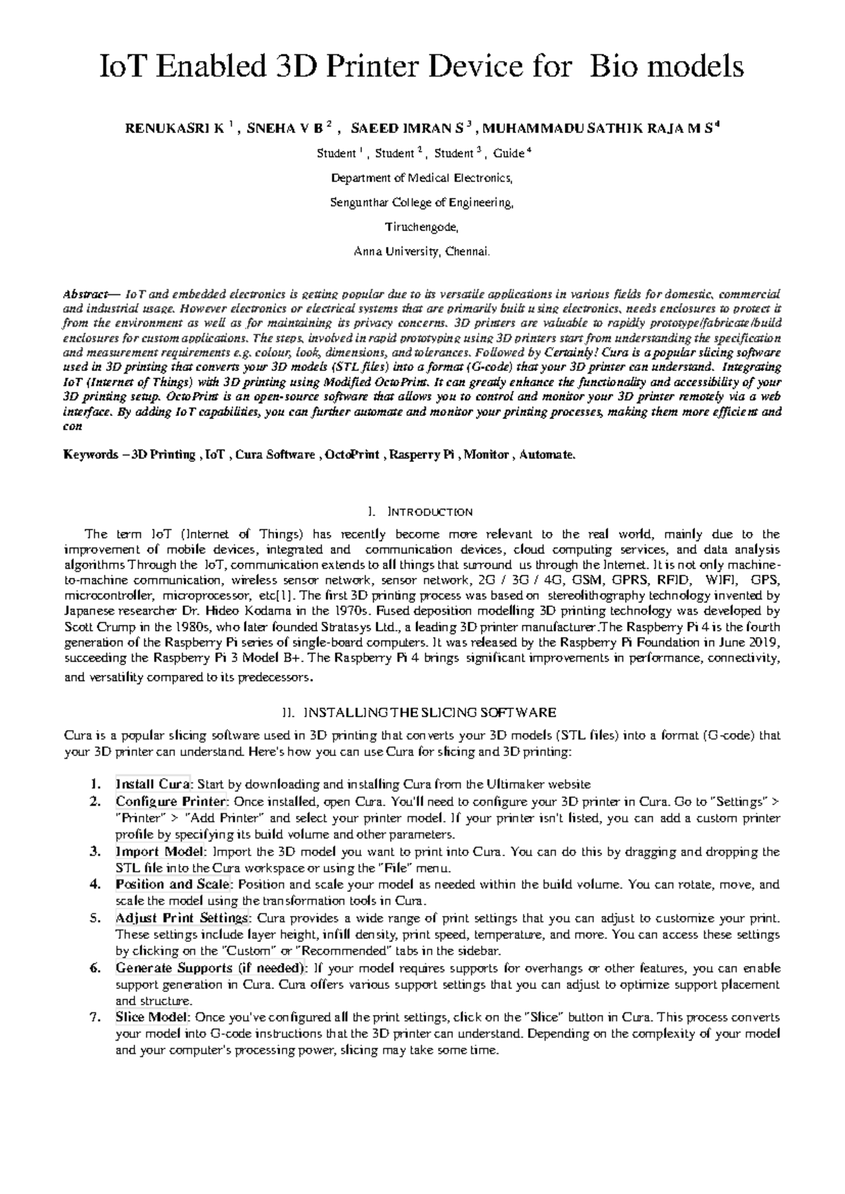 Io T Enabled 3D Printer Device for Bio Models - IoT Enabled 3D Printer ...