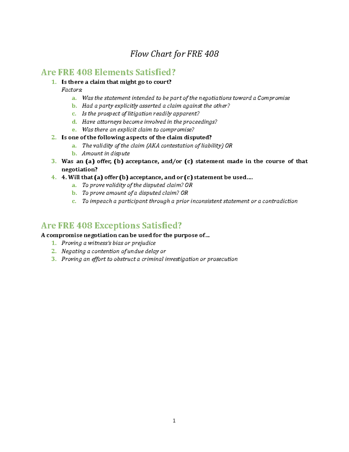 408 Flow Chart - Flow Chart for FRE 408 Are FRE 408 Elements Satisfied ...