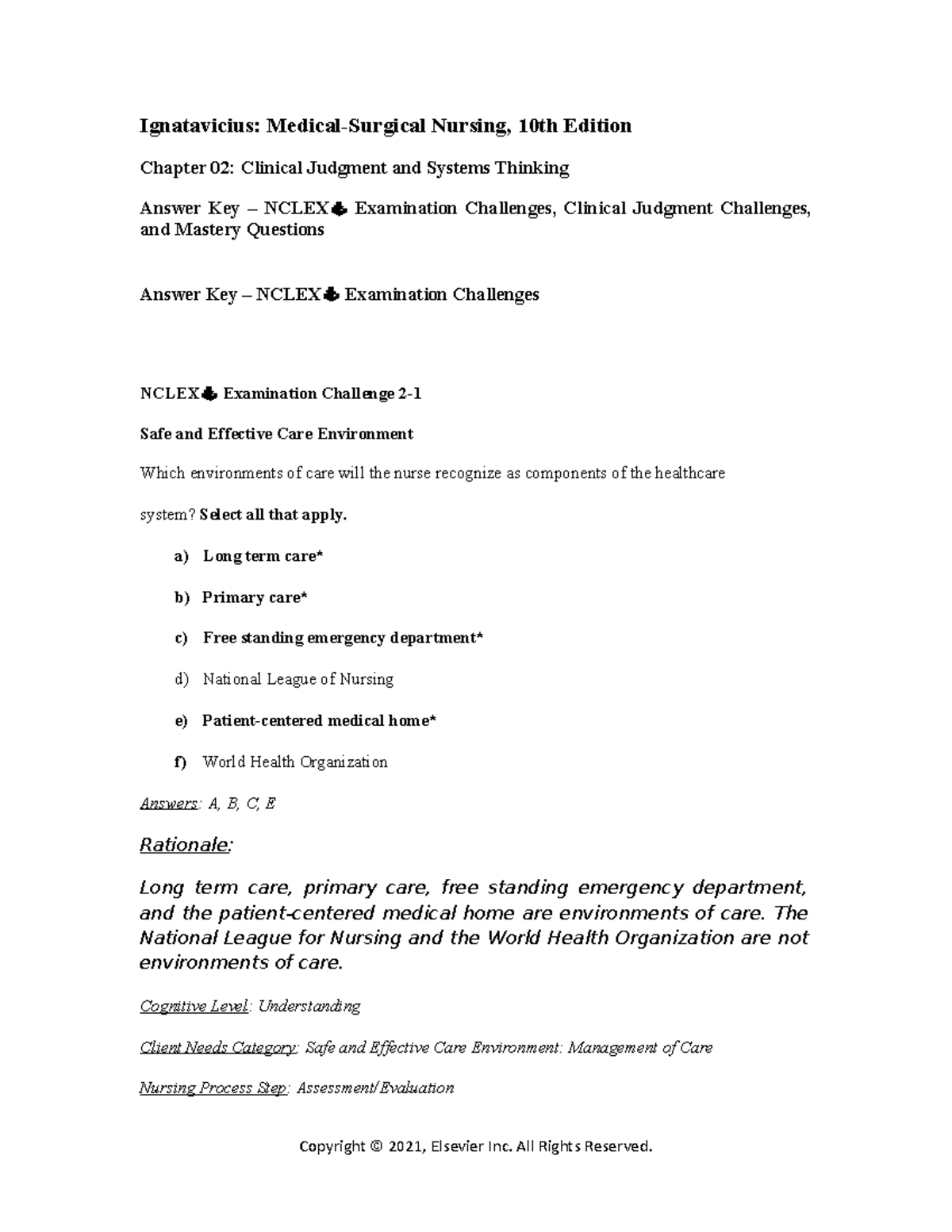 Chapter 002 - fundamentals of Nursing - Ignatavicius: Medical-Surgical ...