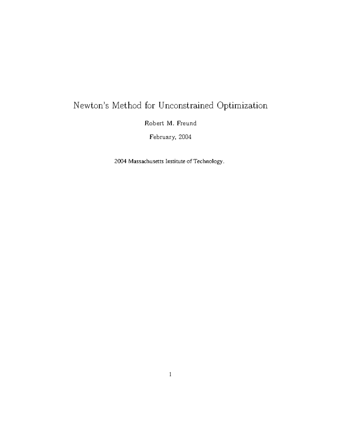 Lec3 Newton's Method (PDF) - Newton’s Method for Unconstrained ...