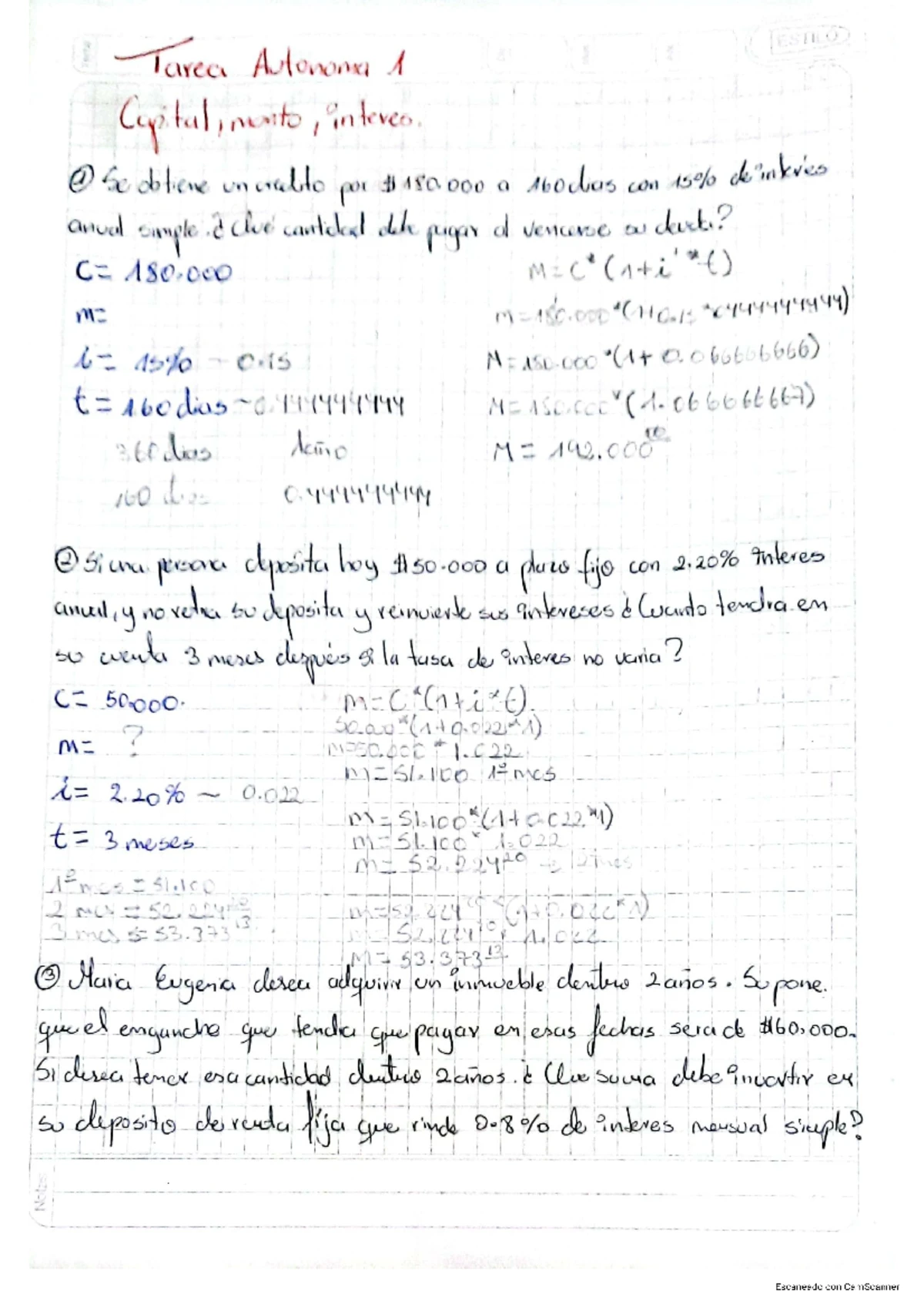 Tarea 1- Unidad 2 - Corea 1 y interest complete Monto 1 I Guall so ld toxa de interes for ...