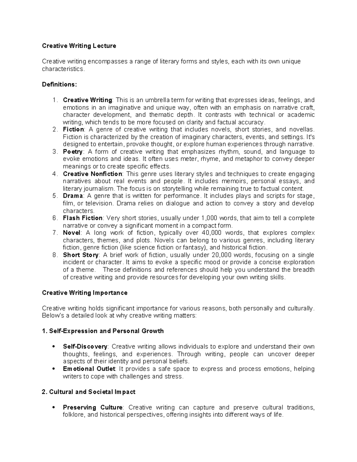 Lectures In Creative Writing - Creative Writing Lecture Creative ...