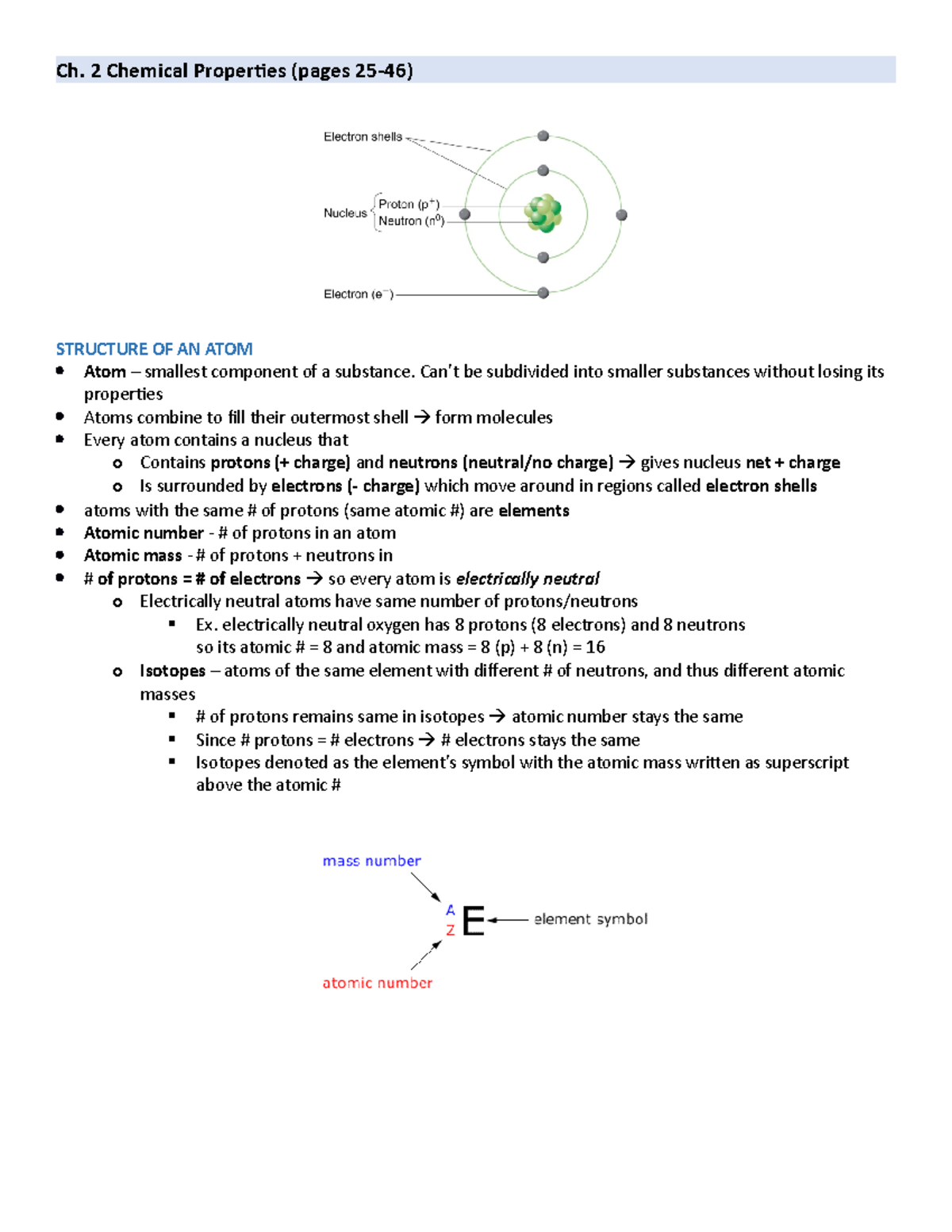 Ch. 2 outline - ####### Ch. 2 Chemical Properties (pages 25-46 ...