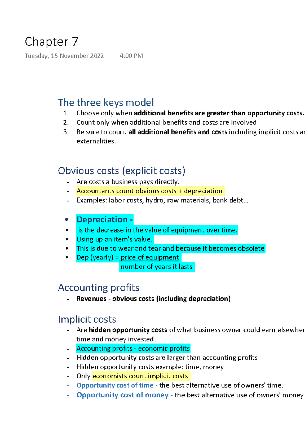 Chapter 7 Lecture Module Notes The Three Keys Model Choose Only When Additional Benefits Are