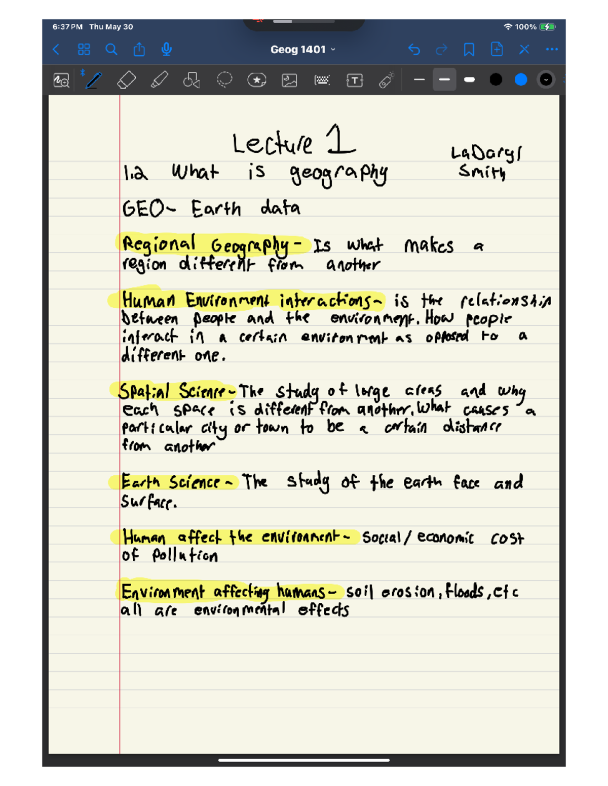 Lecture 1 - GEOG 1401 - Studocu