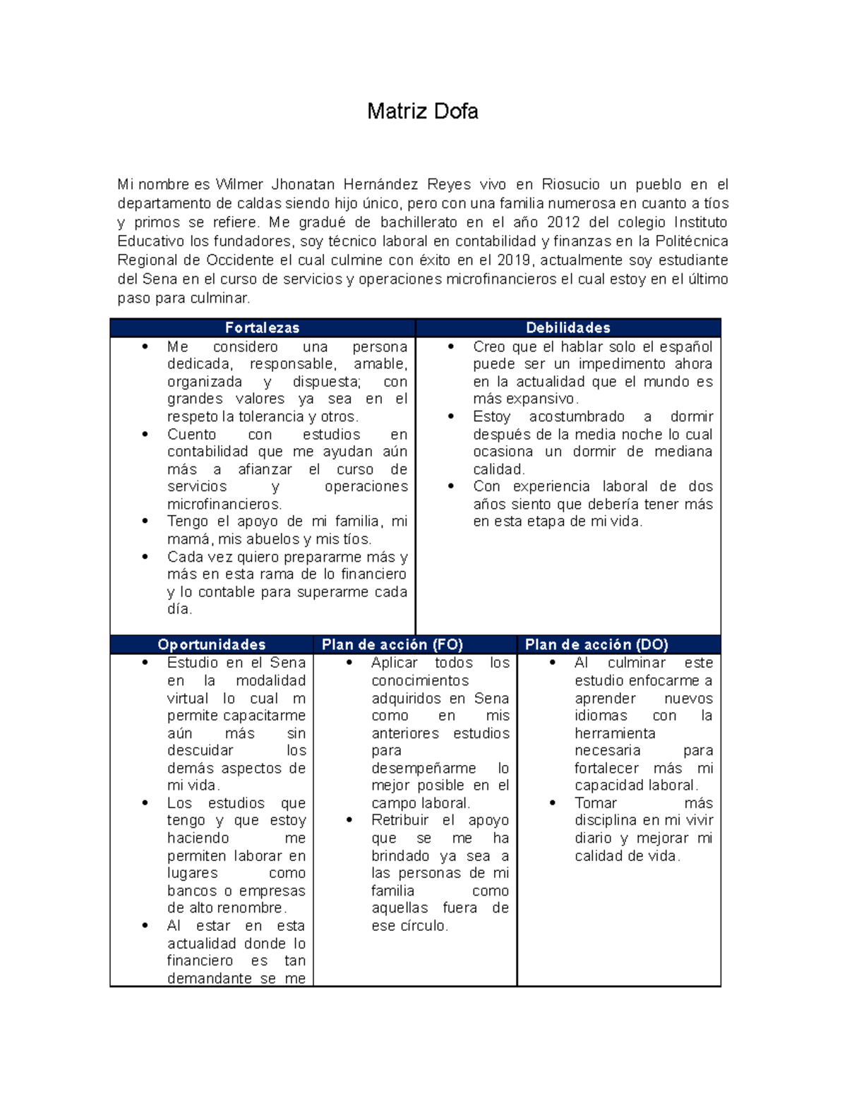 Matriz Dofa - Un muy buen taller para ayudar a aquellos que lo ...