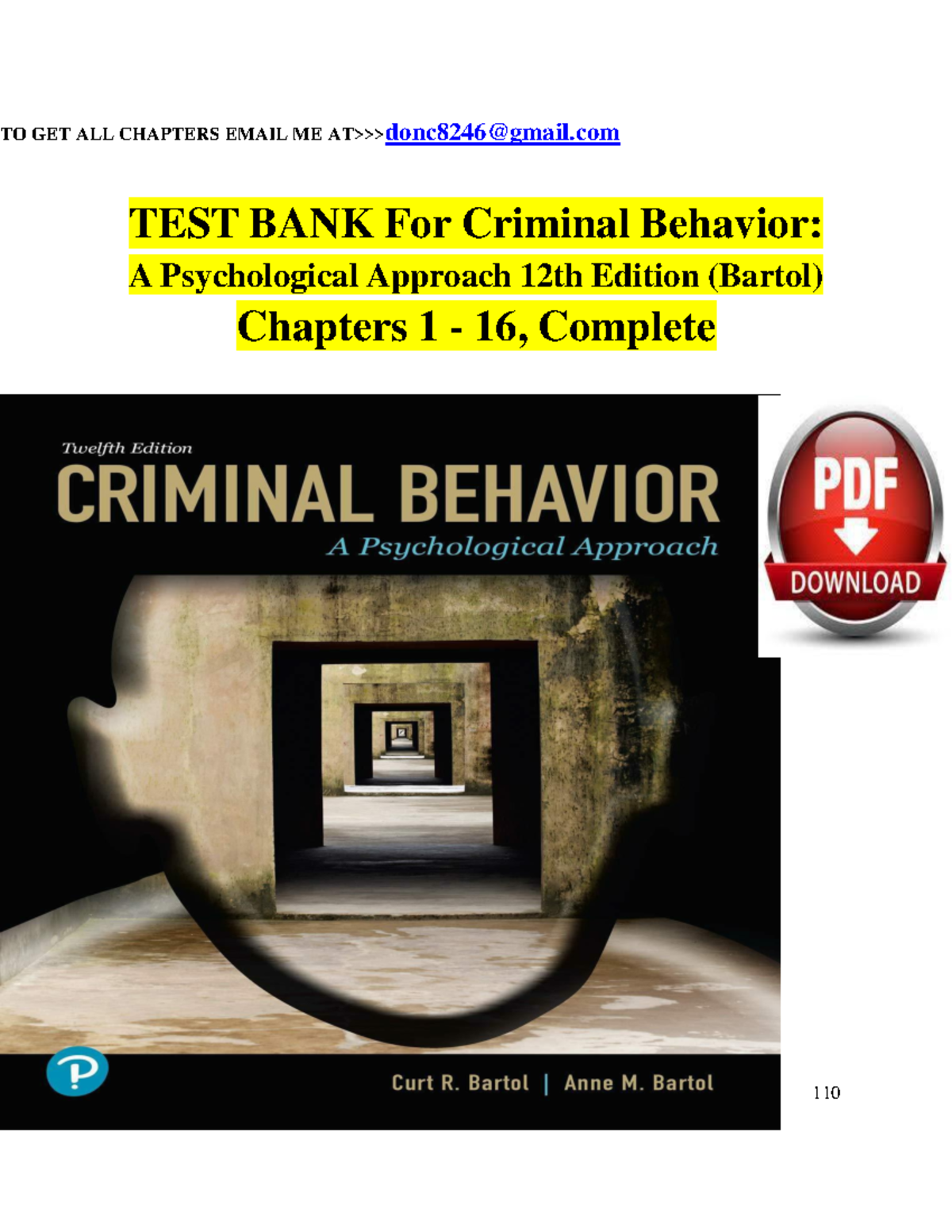 Testbank criminal behavior a psychological approach 11e bartol - TO GET ...