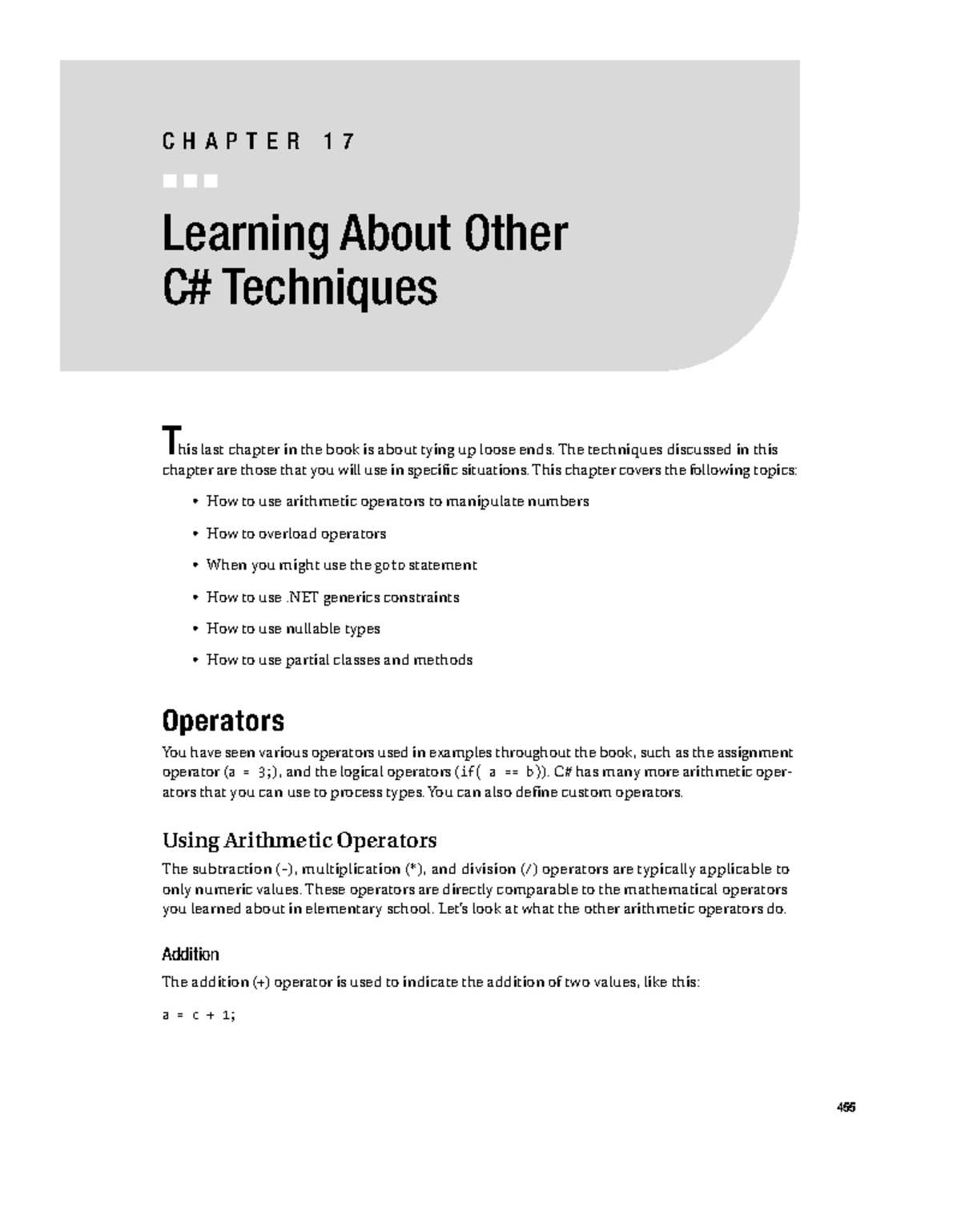 Chapter 17 - Learning About Other CSharp Techniques - 8695ch17 10/17/07 ...