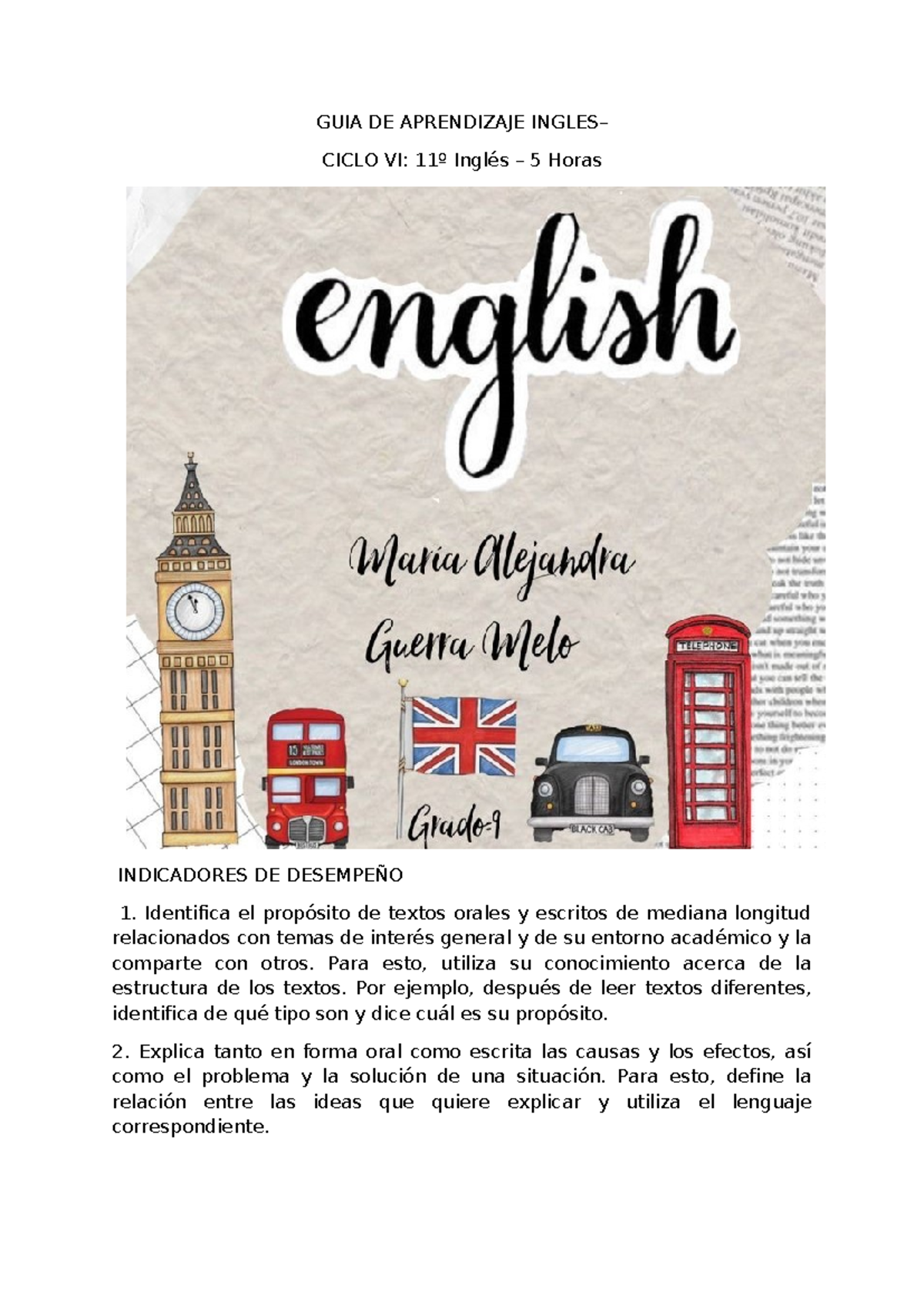 English - si si si - GUIA DE APRENDIZAJE INGLES– CICLO VI: 11º Inglés ...