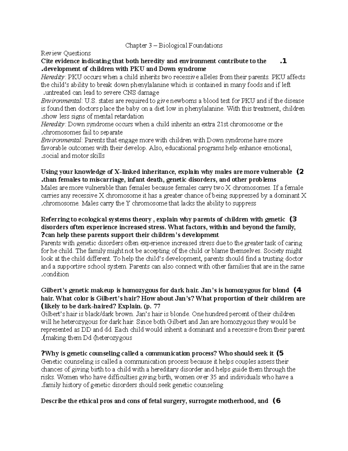 Chapter 3 Biological Foundations - Chapter 3 – Biological Foundations ...