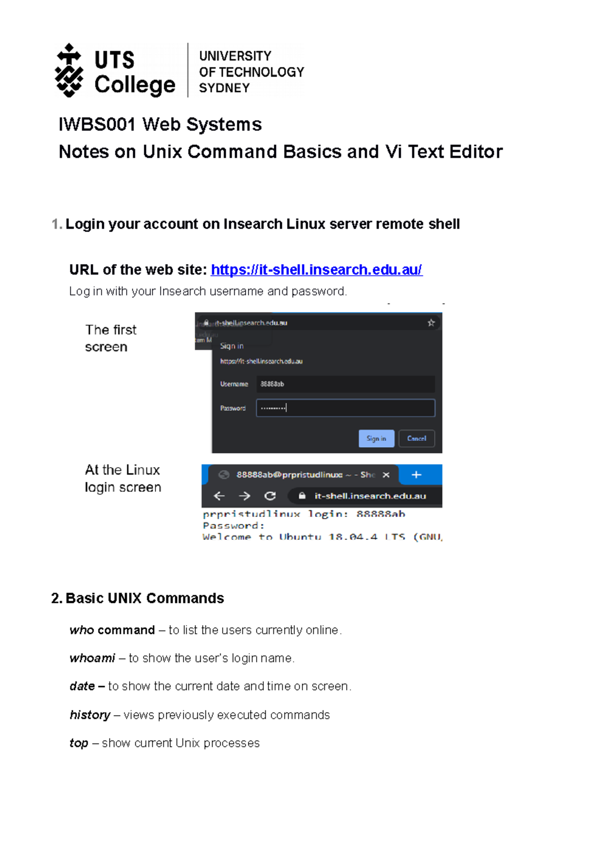 Iwbs001 Unix Basics Iwbs Iwbs001 Web Systems Notes On Unix Command Basics And Vi Text Editor
