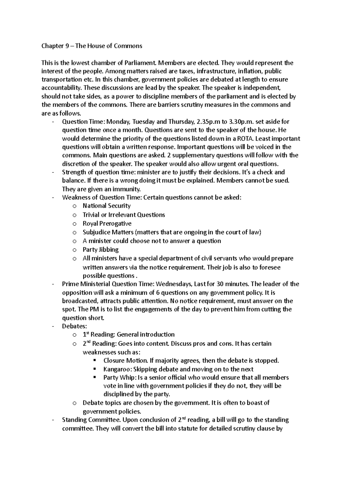 Chapter 9 – The House of Commons - Chapter 9 – The House of Commons ...