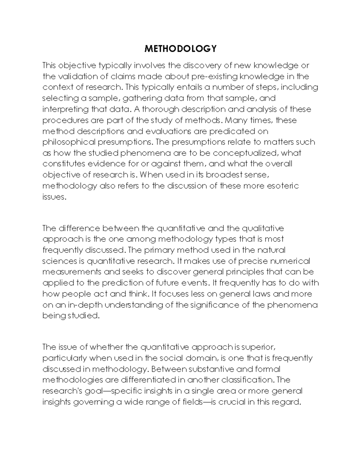 Methodology - research - METHODOLOGY This objective typically involves ...