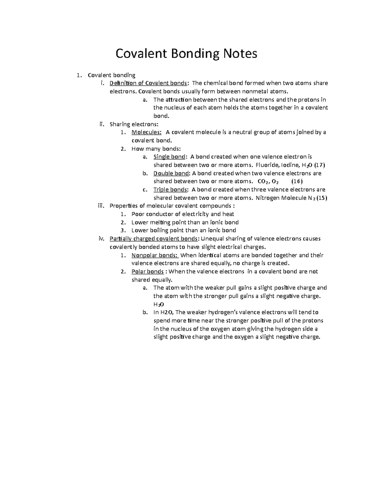 Covalent Bonding Notes - Covalent Bonding Notes Covalent bonding i ...