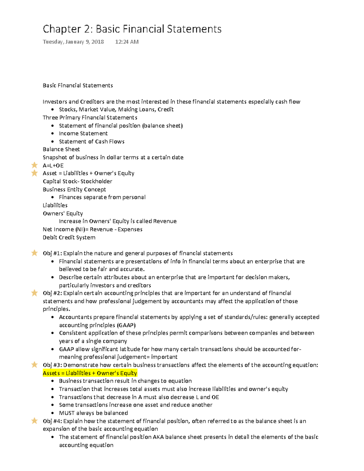 ACCT 115 Chapter 2 Basic Financial Statements - )0!» Chapter 2: Basic Financial Statements ...